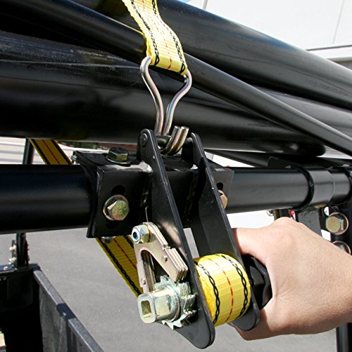 PROGRIP 902500 Truck Rack Tie Down Top Loader Strap with J-Hooks and Adapter: Zinc Plated, 8' x 1 1/2" , Yellow