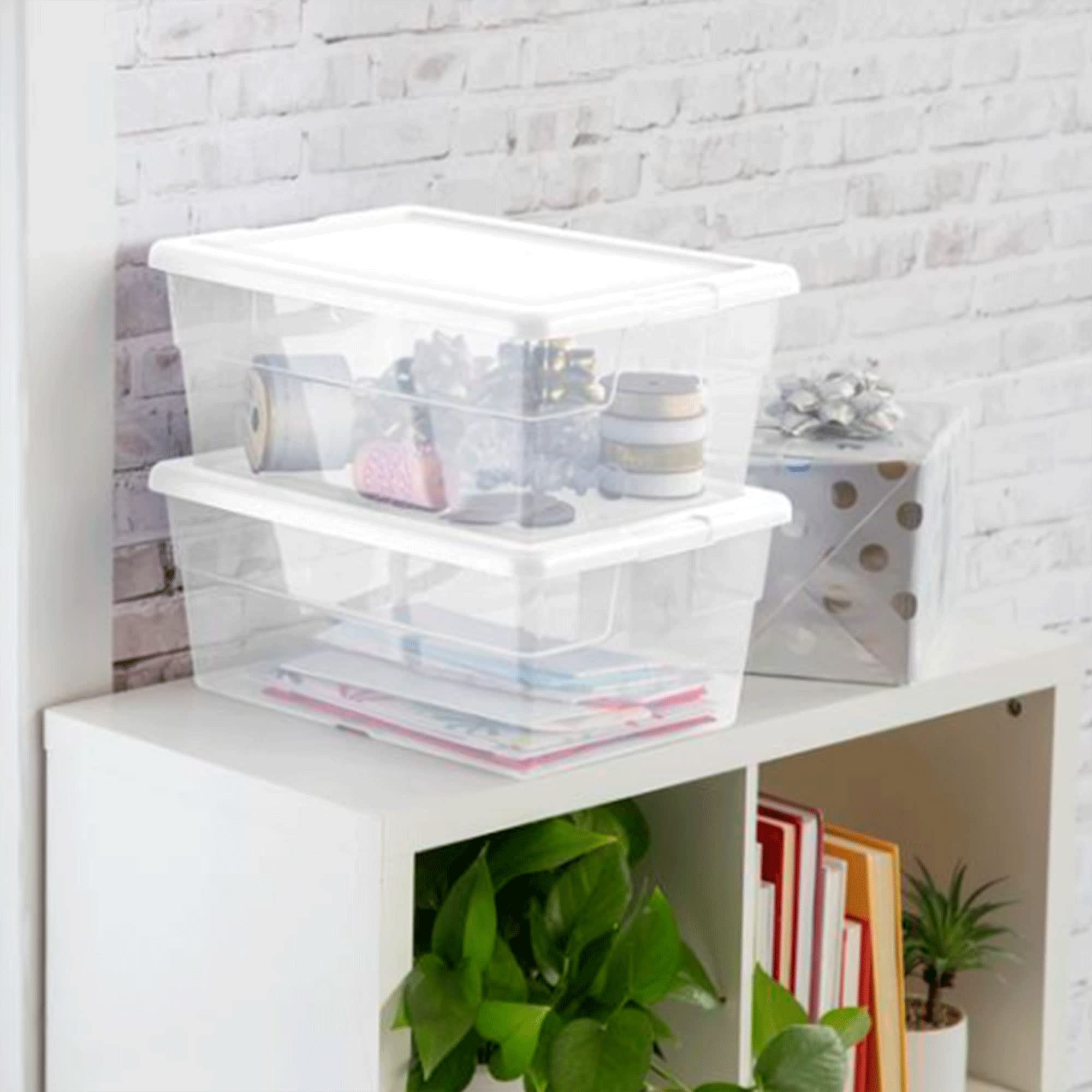 Sterilite? 16 Quart Basic Clear Storage Box with White Lid