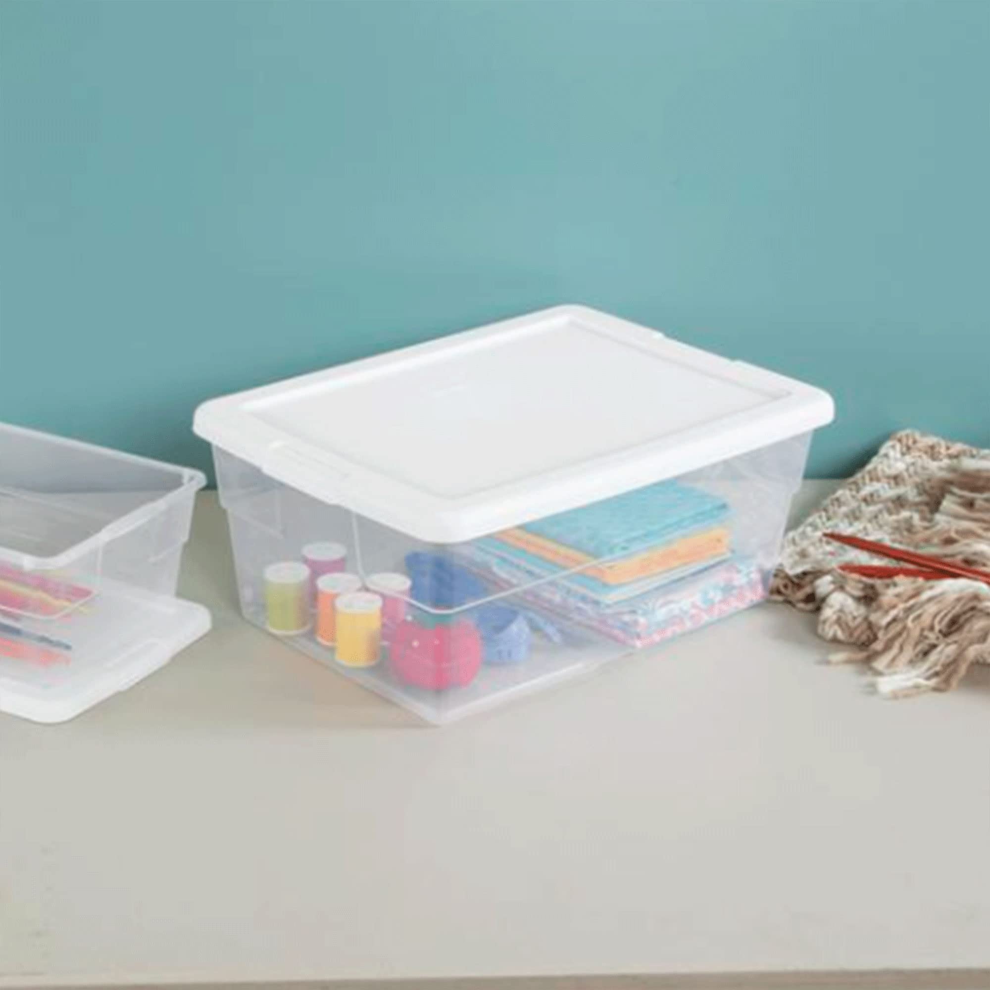 Sterilite? 16 Quart Basic Clear Storage Box with White Lid
