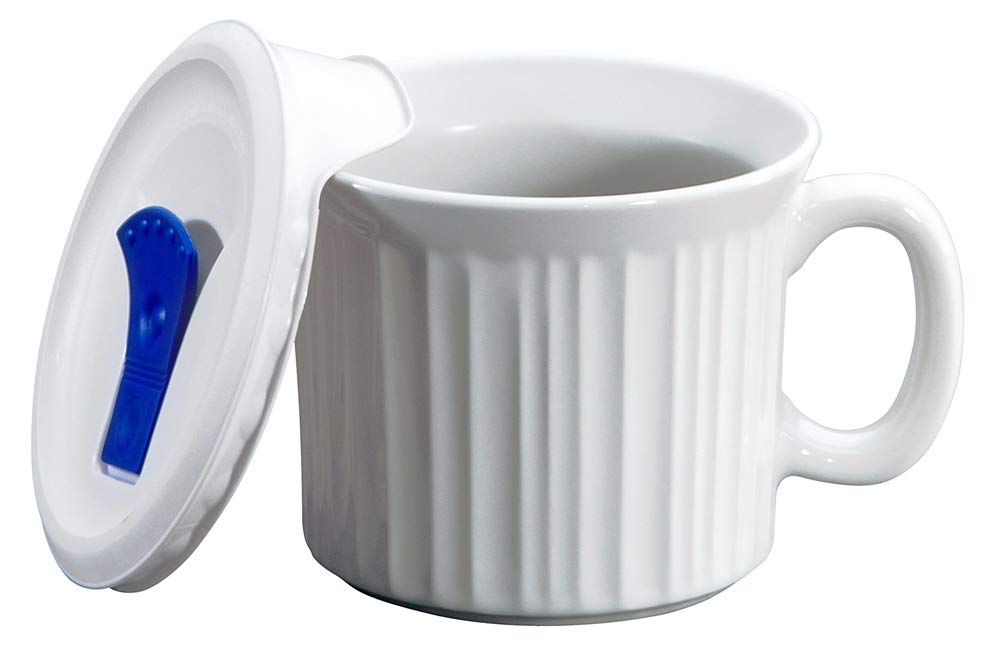 Corningware 20-Ounce Oven Safe Meal Mug with Vented Lid, French White