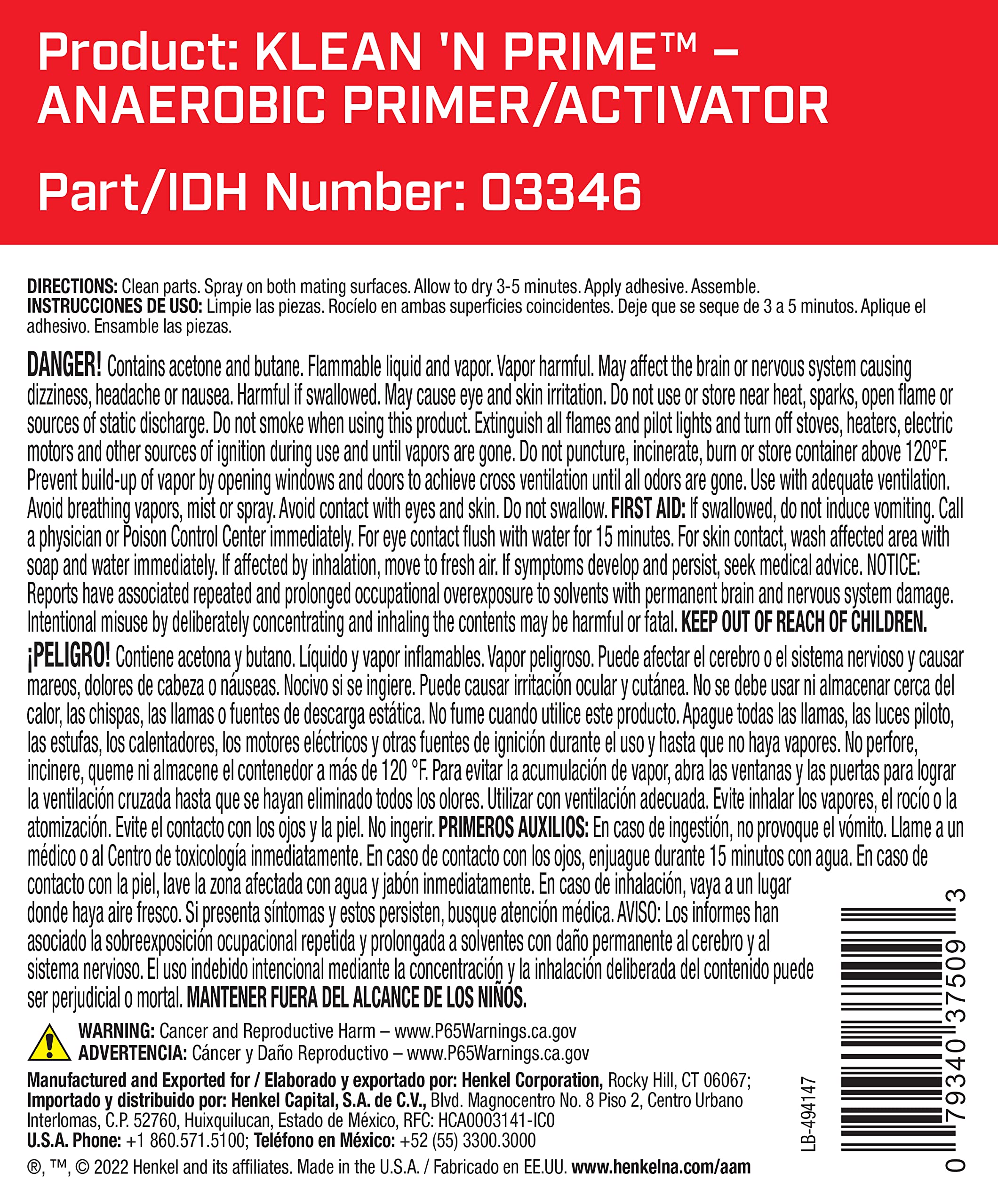 Loctite 494147 Klean N' Prime Anaerobic Primer Activator Can, 4.5-oz.