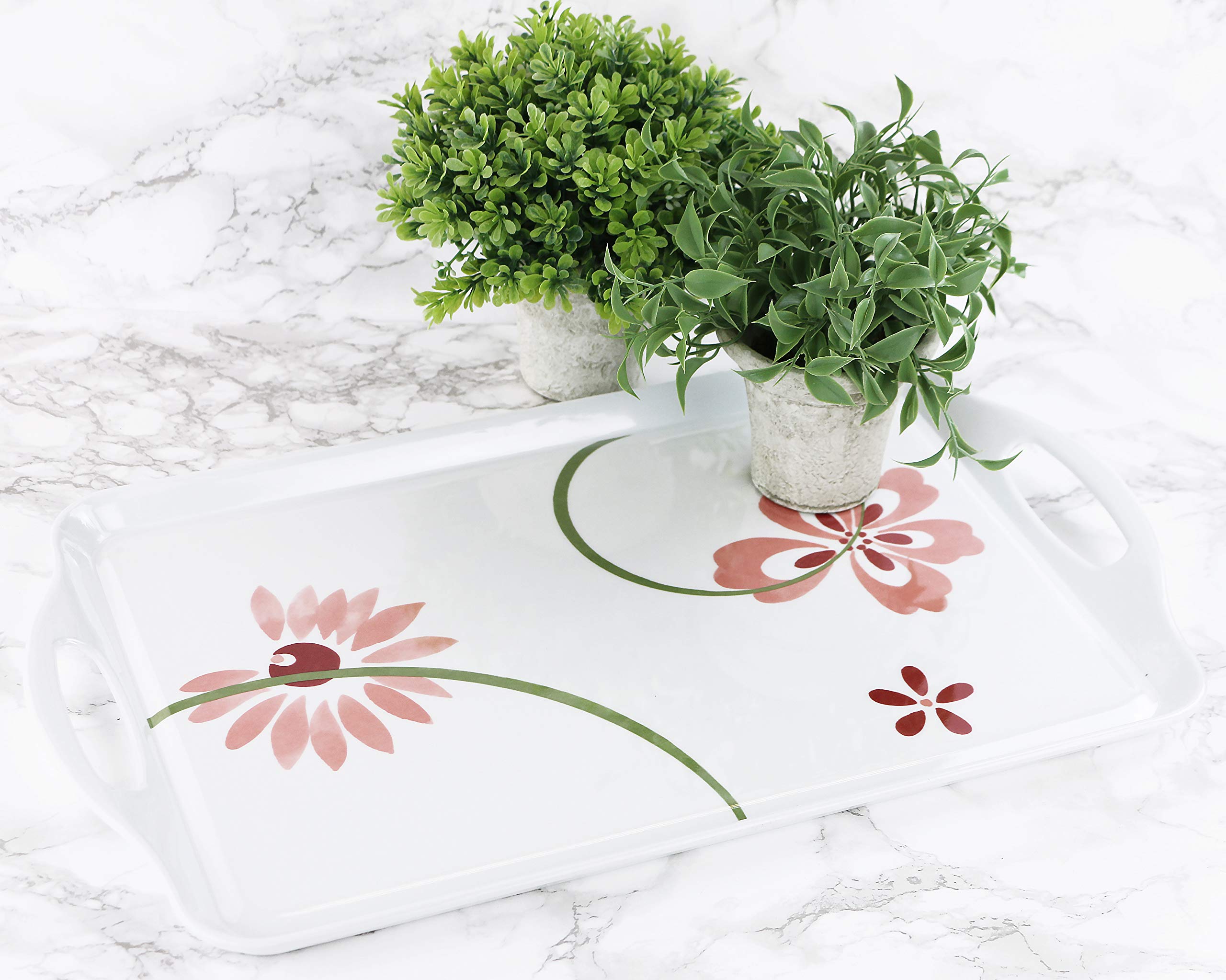 Reston Lloyd Rectangular Melamine Serving/Ottoman Tray, Pretty Pink