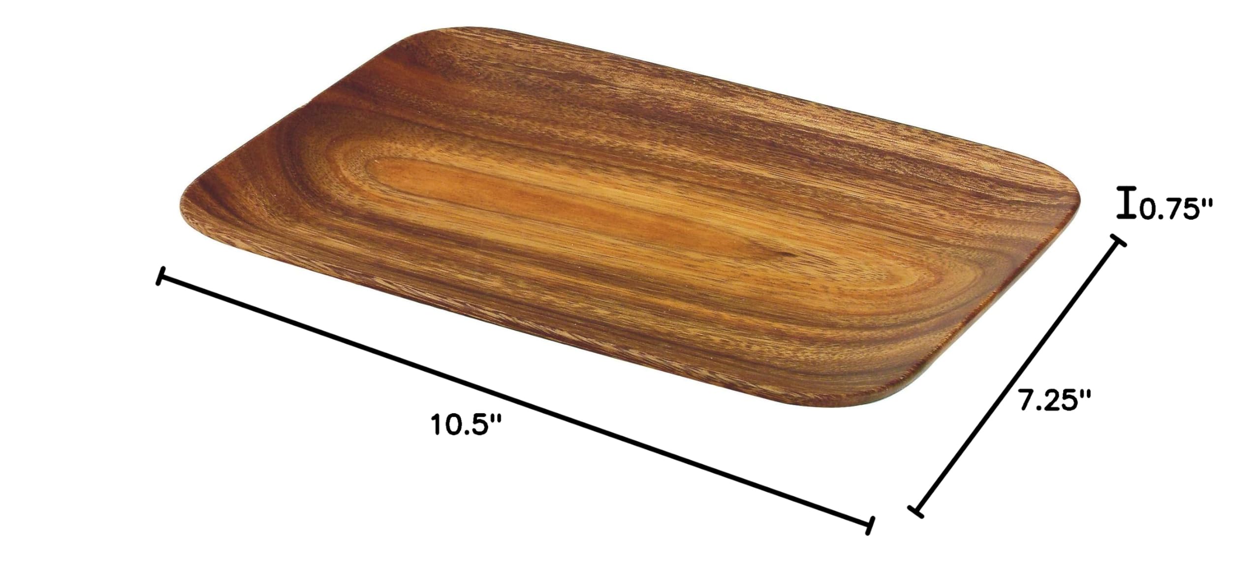 Pacific Merchants Acaciaware 10.5-by 7.25-by .75-Inch Acacia Wood Rectangle Serving Tray, 1 EA