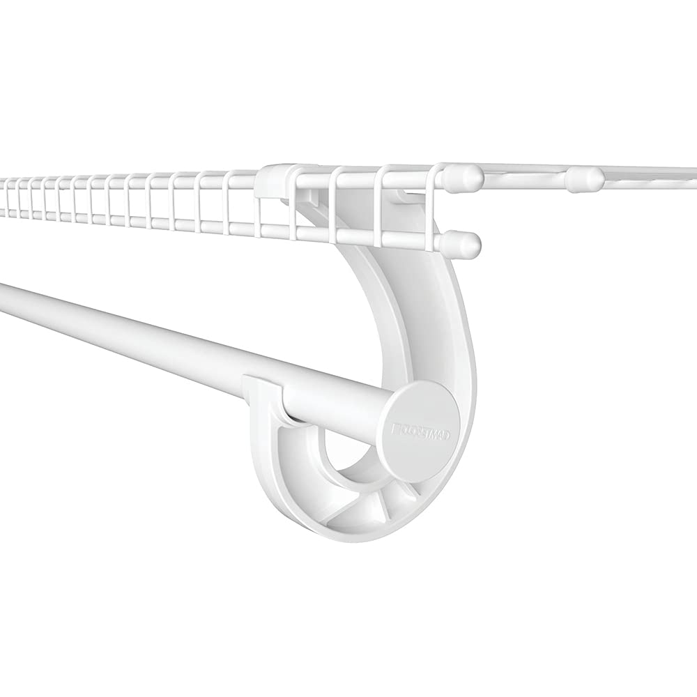 ClosetMaid Support Bracket for SuperSlide Hanging Bar Closet Rod, for Wire Shelving, White, 3.9 x 0.9 x 5.8 inches