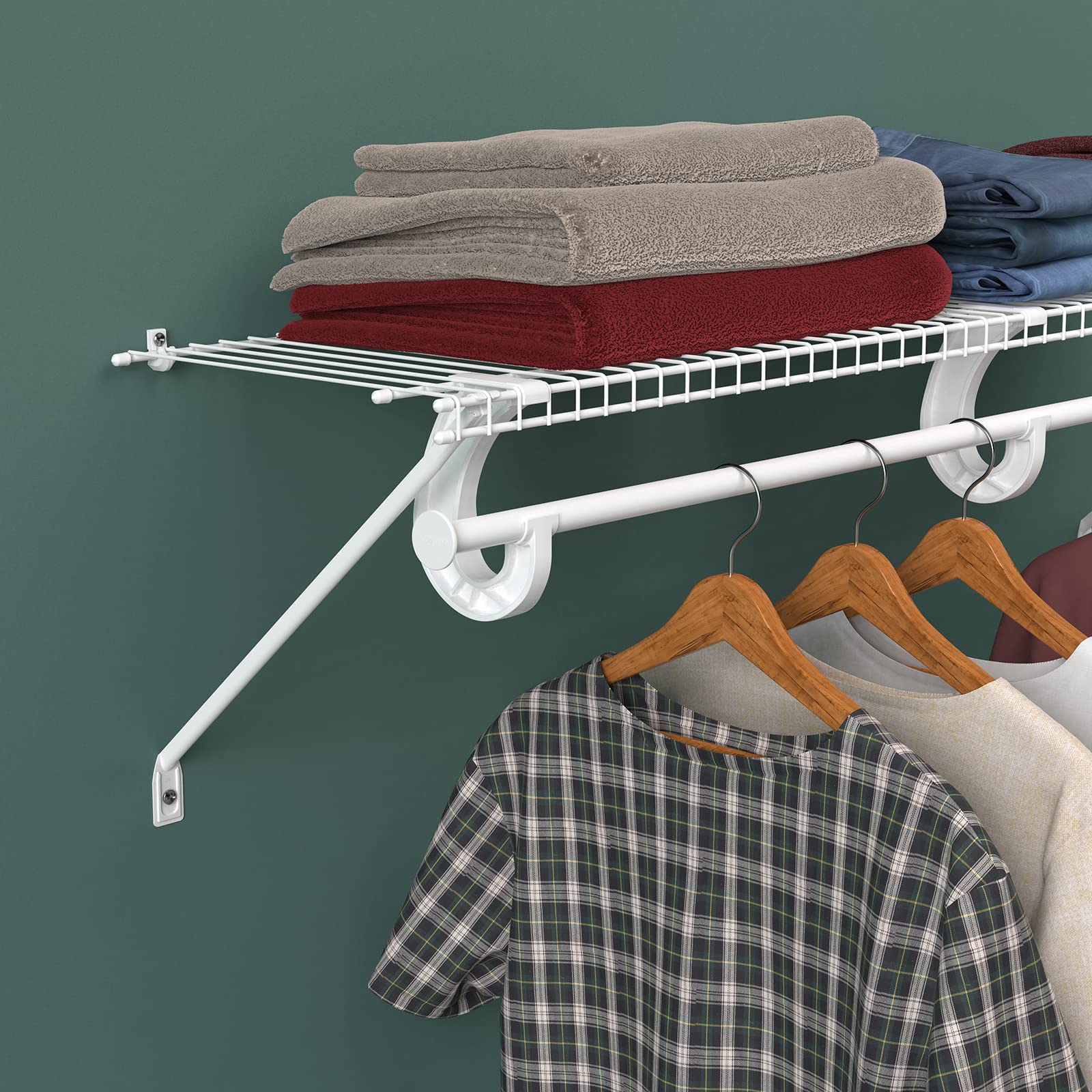 ClosetMaid Support Bracket for SuperSlide Hanging Bar Closet Rod, for Wire Shelving, White, 3.9 x 0.9 x 5.8 inches
