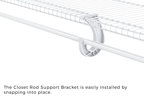 ClosetMaid Support Bracket for SuperSlide Hanging Bar Closet Rod, for Wire Shelving, White, 3.9 x 0.9 x 5.8 inches