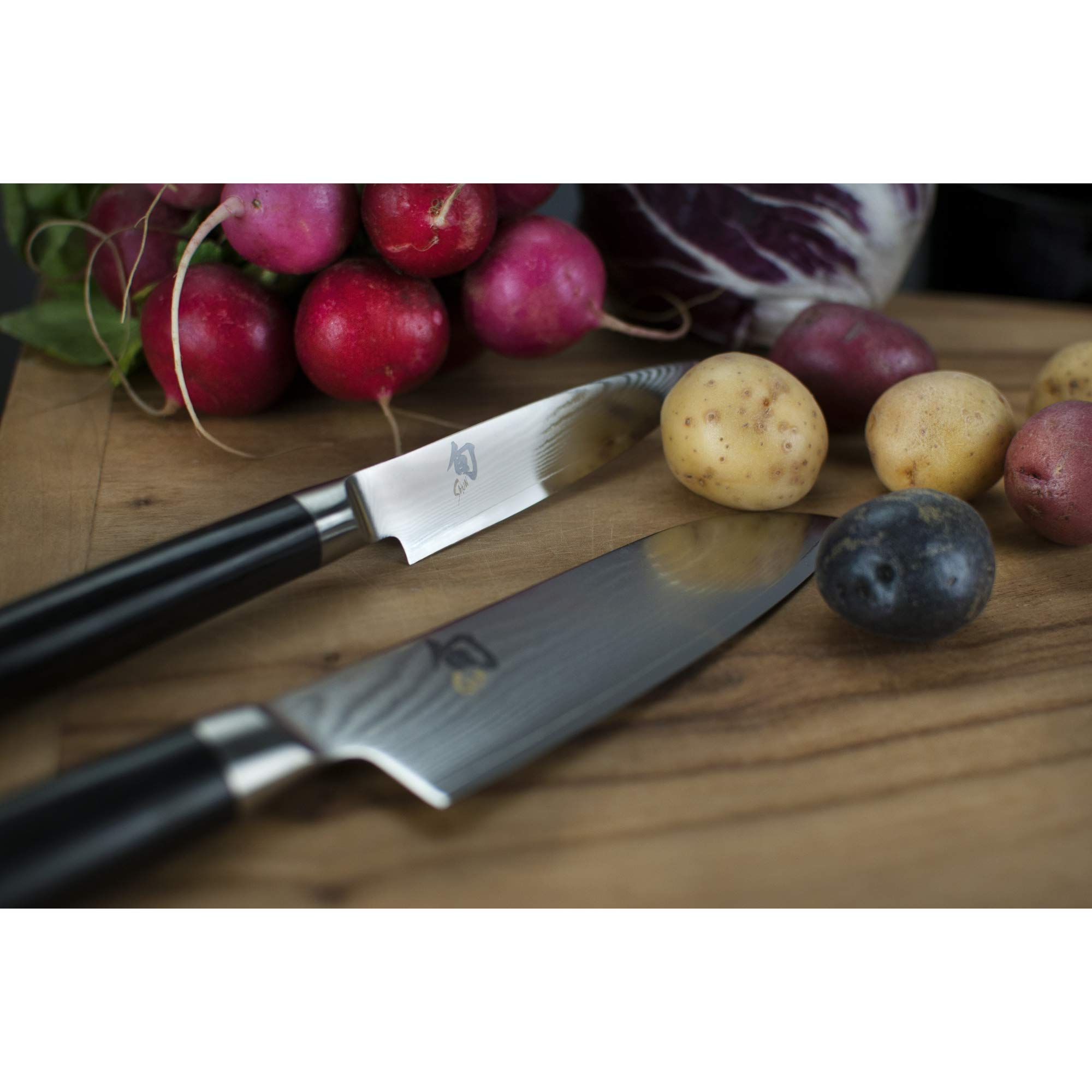 Shun Cutlery Classic Santoku Knife 5.5", Asian-Inspired Knife for All-Purpose Food Prep, Chef Knife Alternative, Handcrafted Japanese Knife