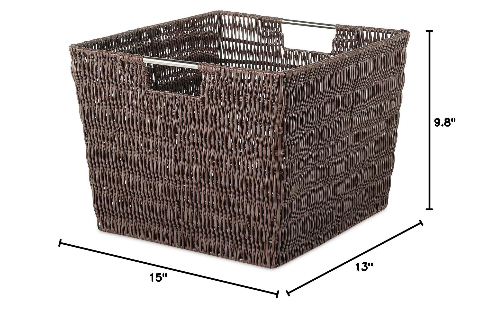 Whitmor Rattique Storage Tote Basket - Java 13W x 15D x 9.63H in.