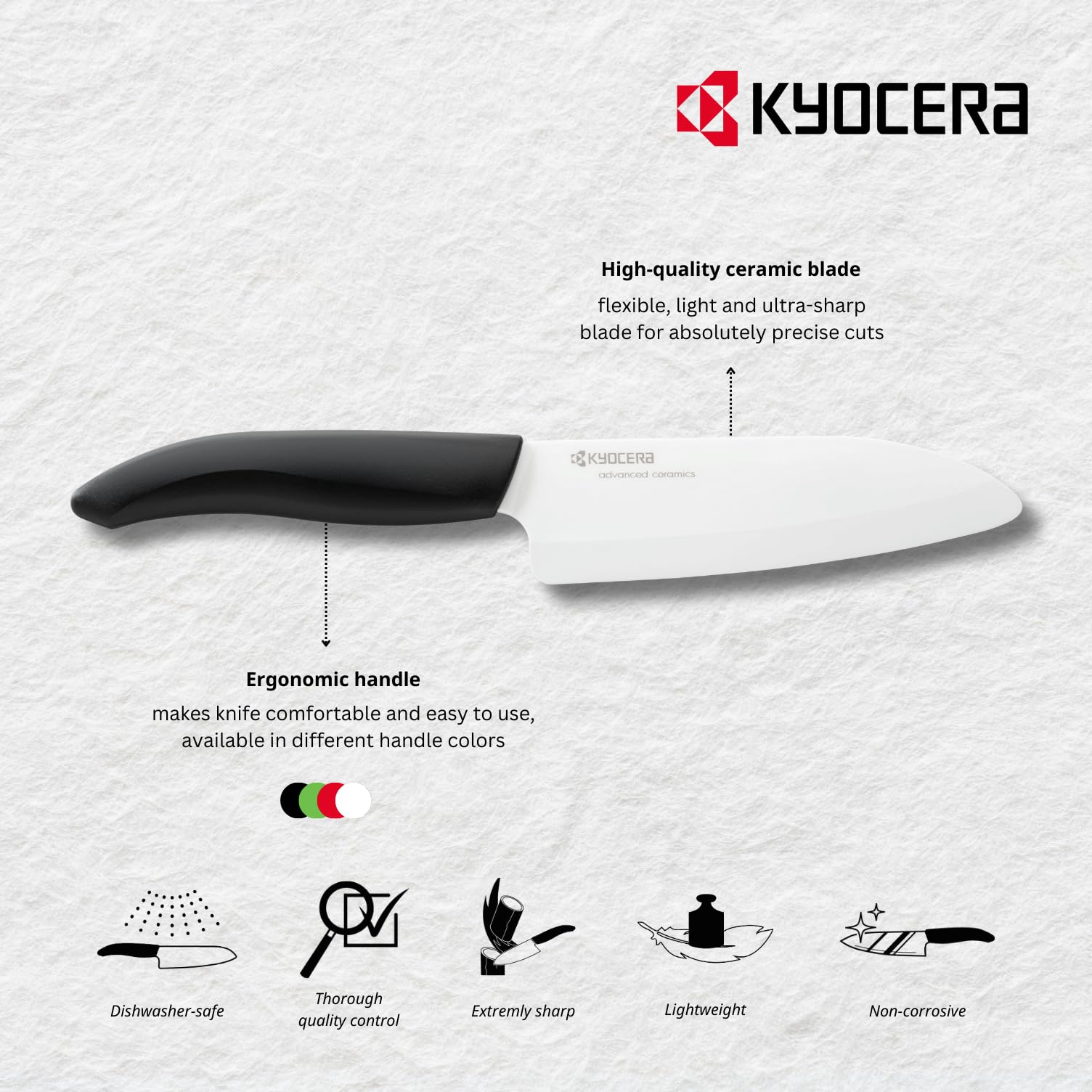 Kyocera Revolution Ceramic Kitchen Knife, 5-inch, White