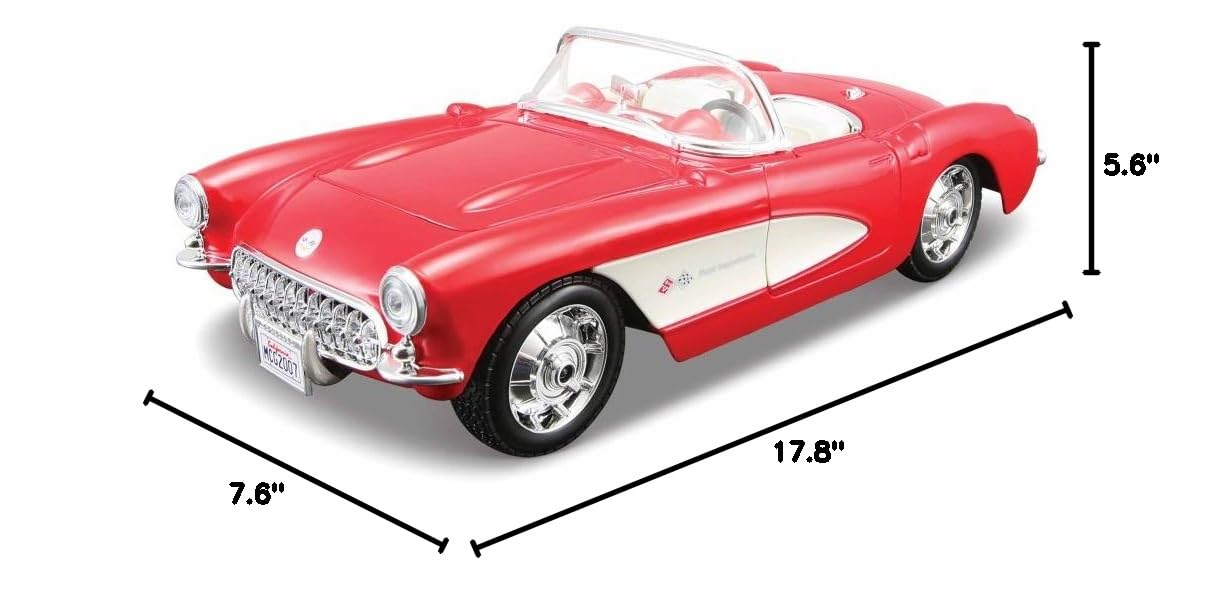 Maisto Assembly Line 1957 Chevrolet Corvette 1/24 Scale Diecast Model Car Kit Red