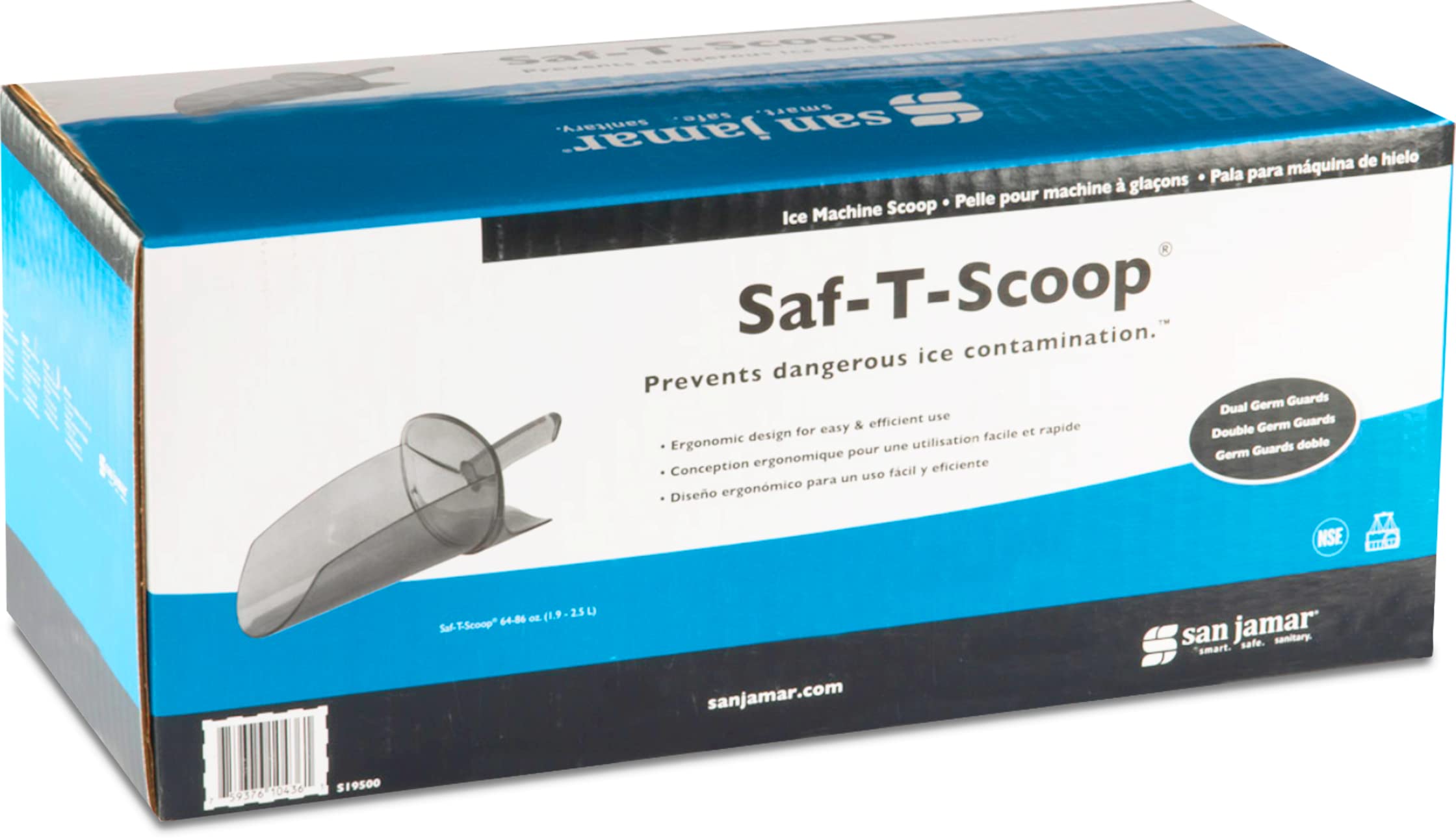 San Jamar SI9500 Polycarbonate Saf-T-Scoop Only, 64oz to 86oz, for Ice Machine, Blue