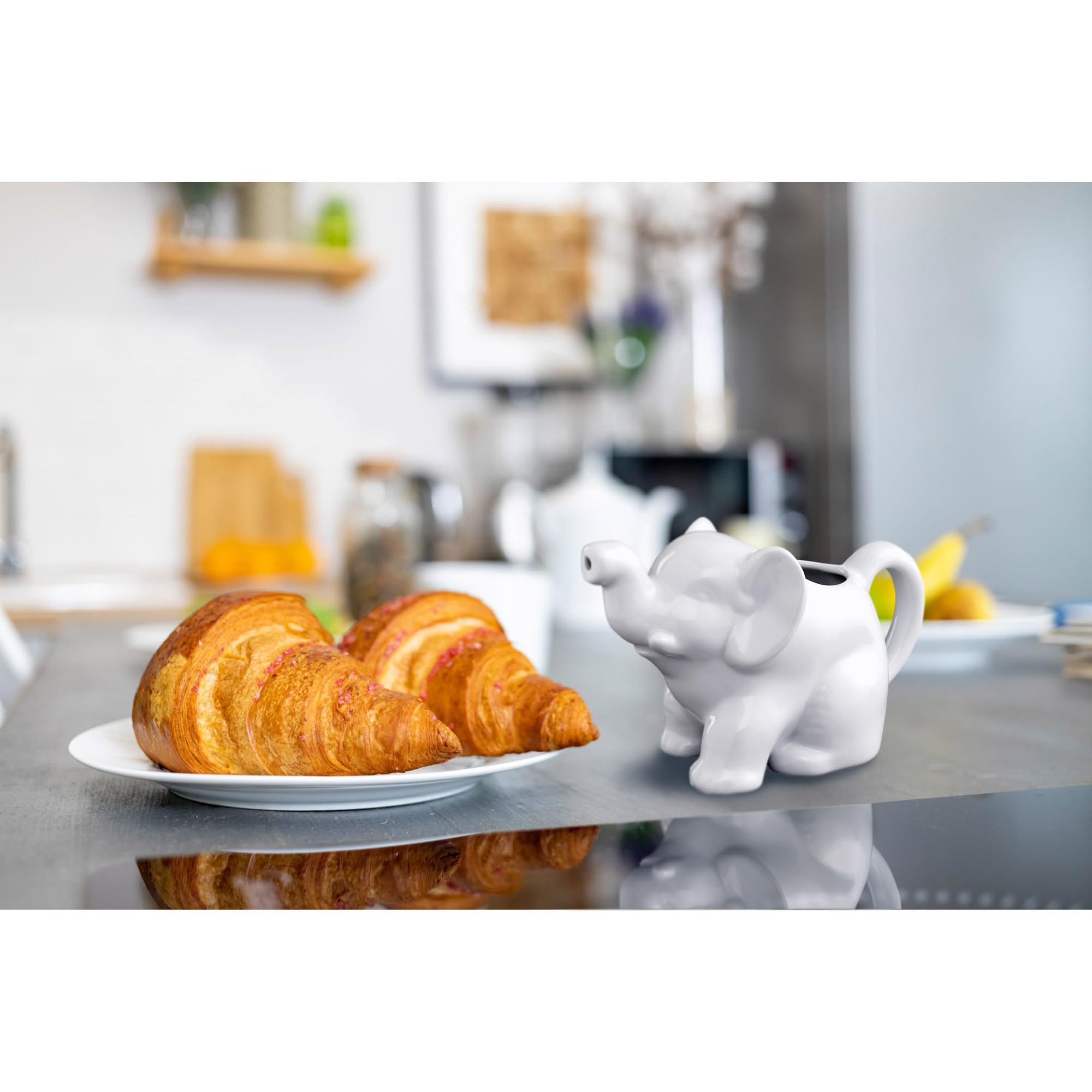 HIC Elephant Creamer with Handle, Fine White Porcelain, 9-Ounces