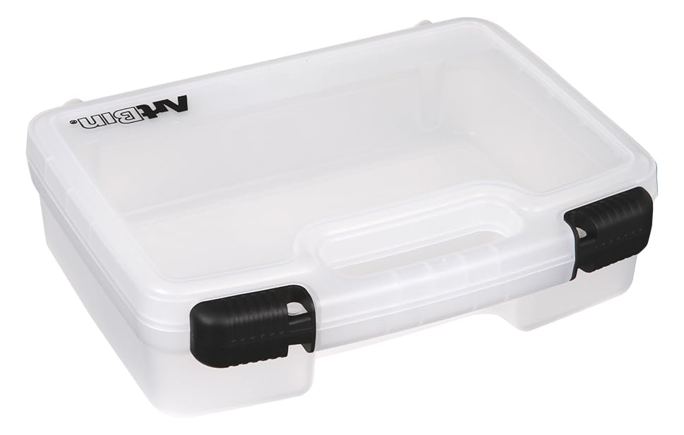 ArtBin 6977AB 12 inch Quick View Deep Base Carrying Case, Portable Art & Craft Organizer with Handle, [1] Plastic Storage Case, Translucent