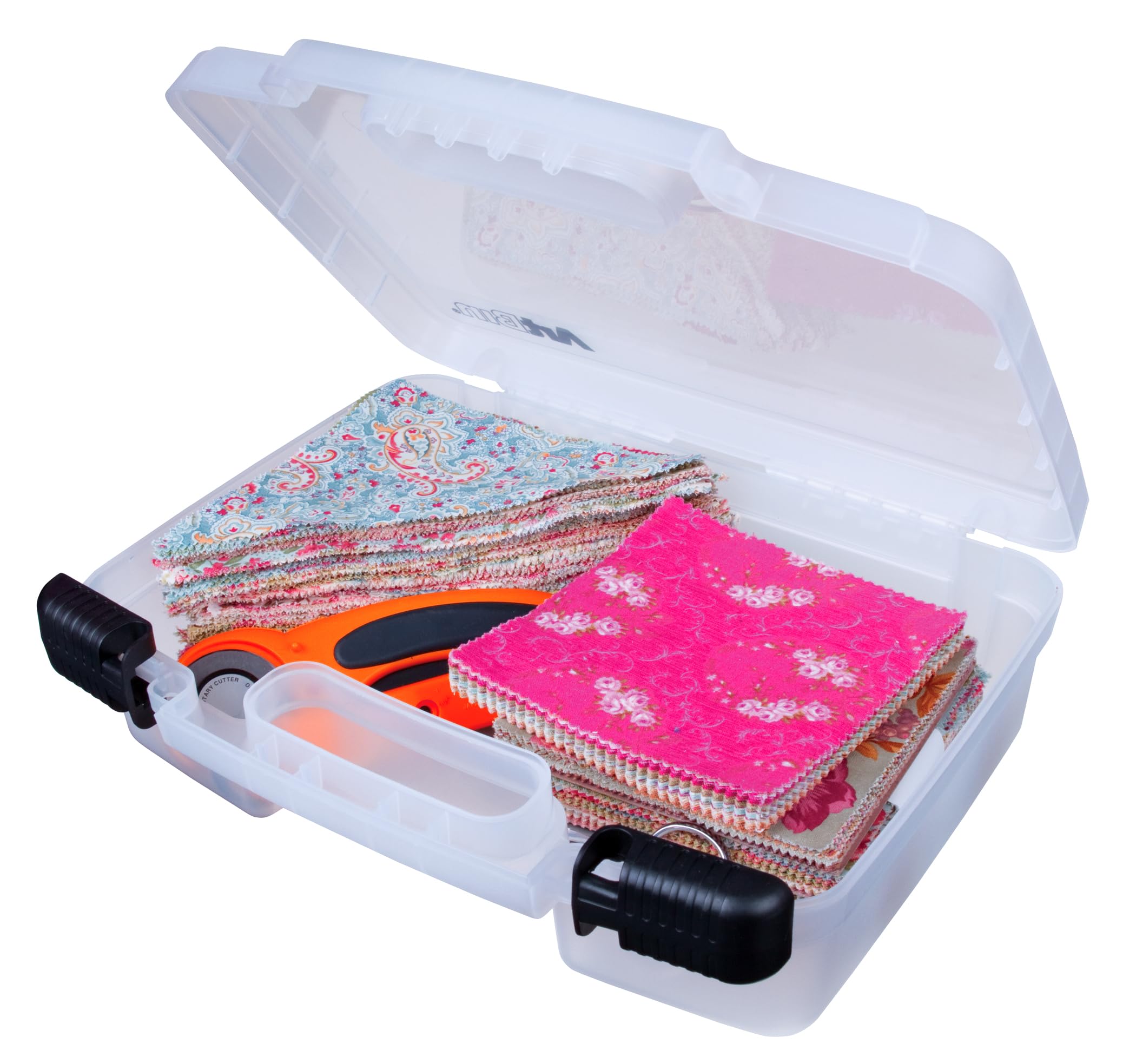 ArtBin 6977AB 12 inch Quick View Deep Base Carrying Case, Portable Art & Craft Organizer with Handle, [1] Plastic Storage Case, Translucent