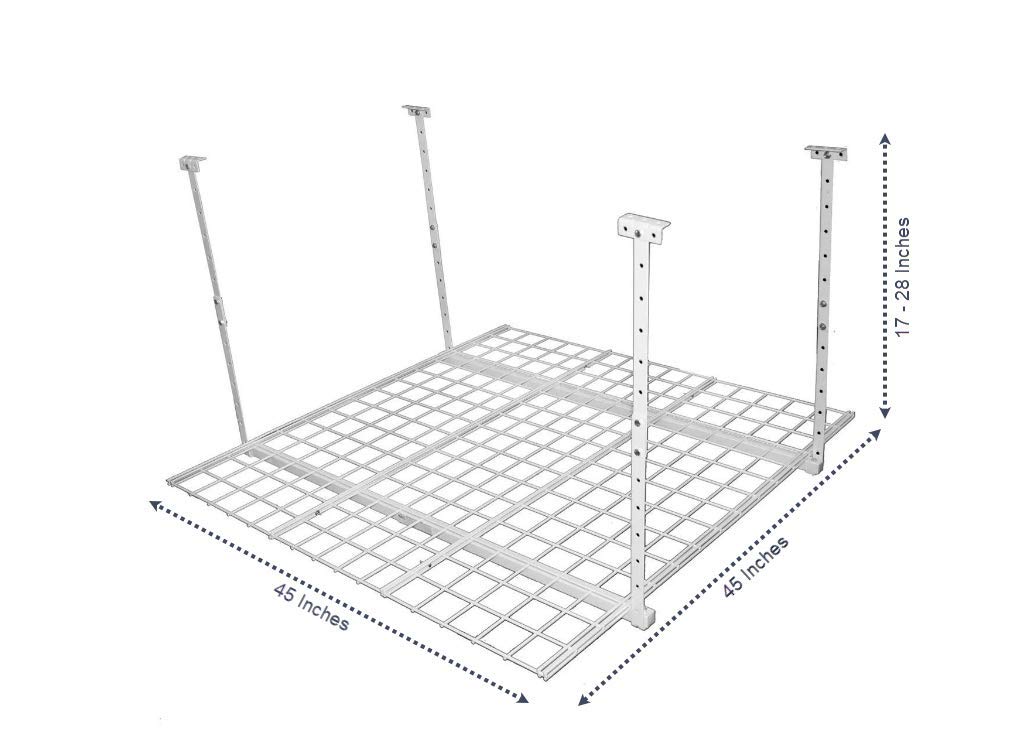 HyLoft 00540 45-Inch by 45-Inch Overhead Storage System, Ceiling Mount Garage Organization Rack, White