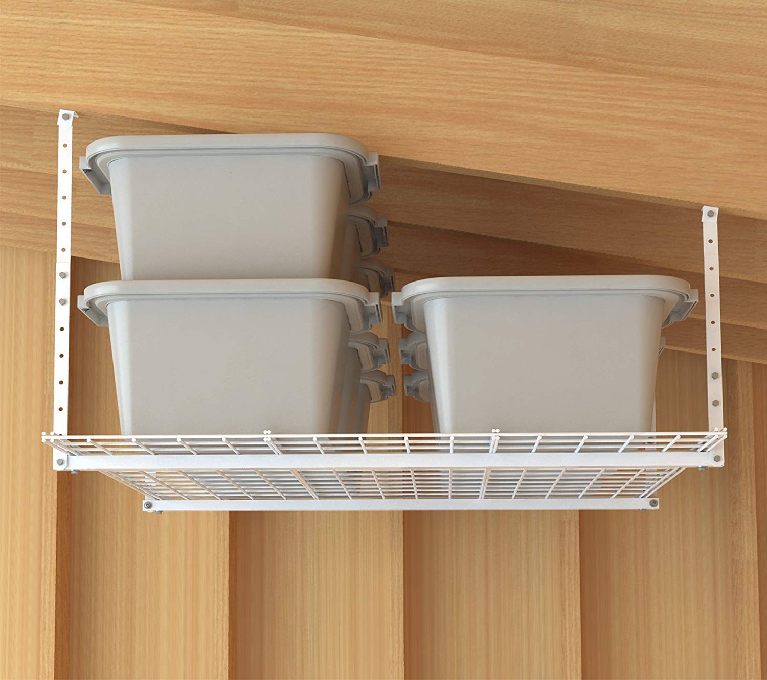 HyLoft 00540 45-Inch by 45-Inch Overhead Storage System, Ceiling Mount Garage Organization Rack, White