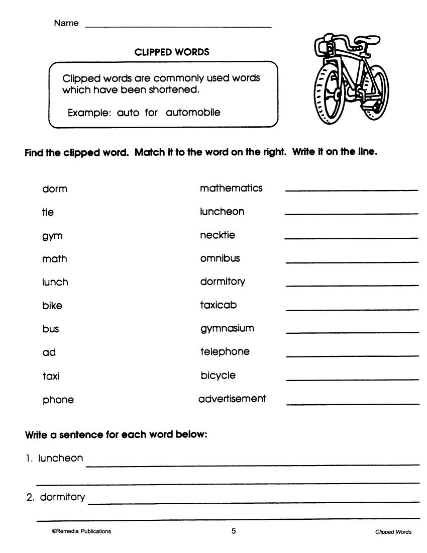 Remedia Publications - Skill Booster Series: Clipped Words