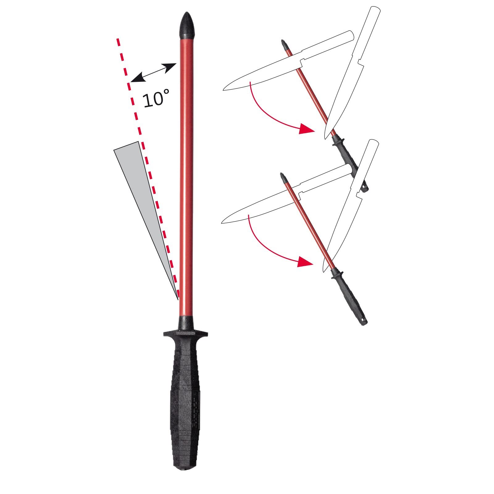 Westmark Knife Sharpener Sieger-Long-Life From Sintered Ruby, A, Red/Black