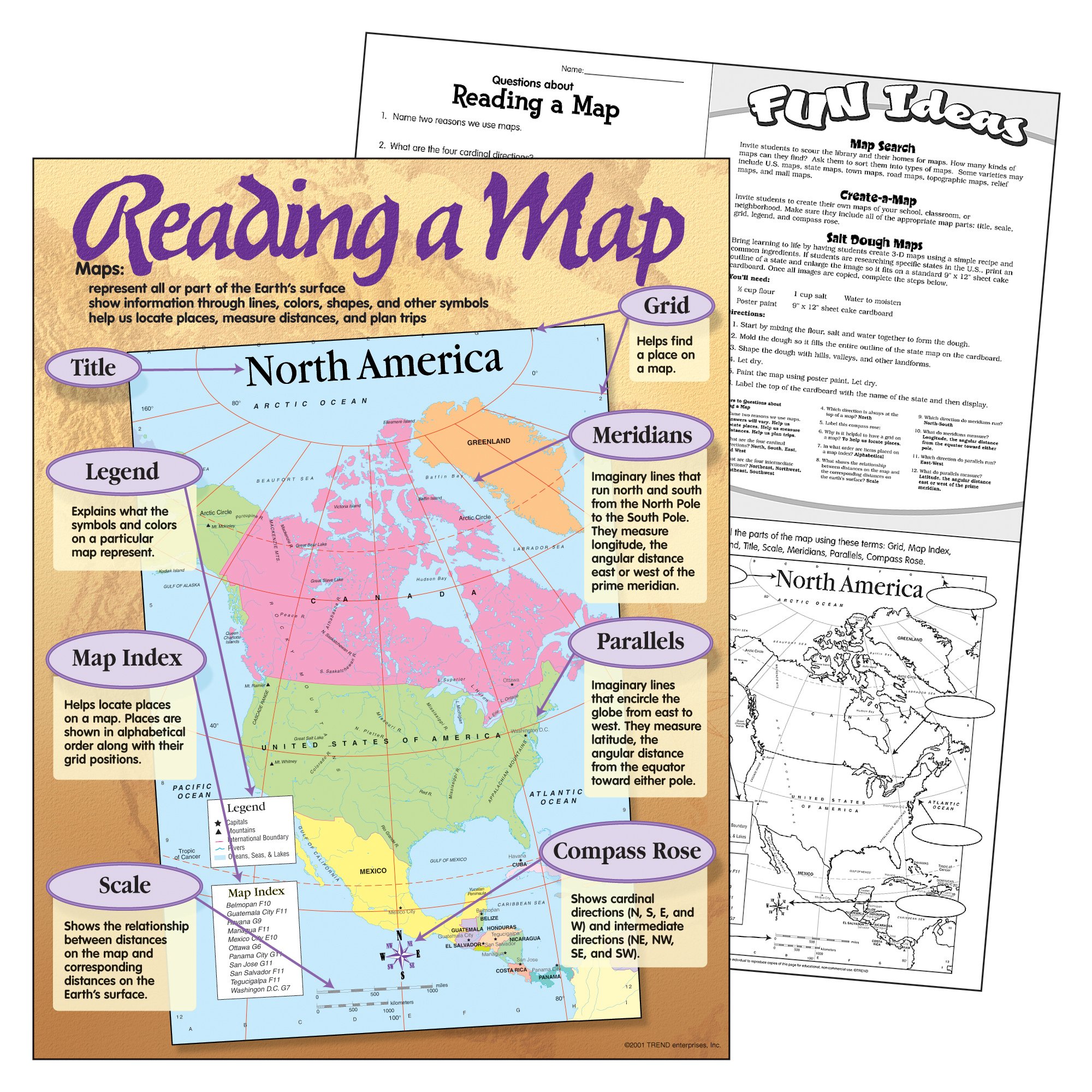 TREND ENTERPRISES, INC. Reading a Map Learning Chart, 17" x 22"