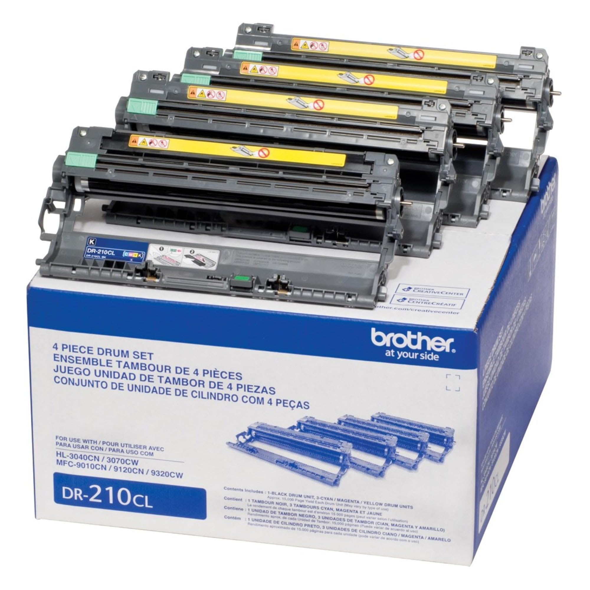 Brother DR-210CL Four Drums - 1 Black, 1 Cyan, 1 Magenta, 1 Yellow - Retail Packaging - DR210CL