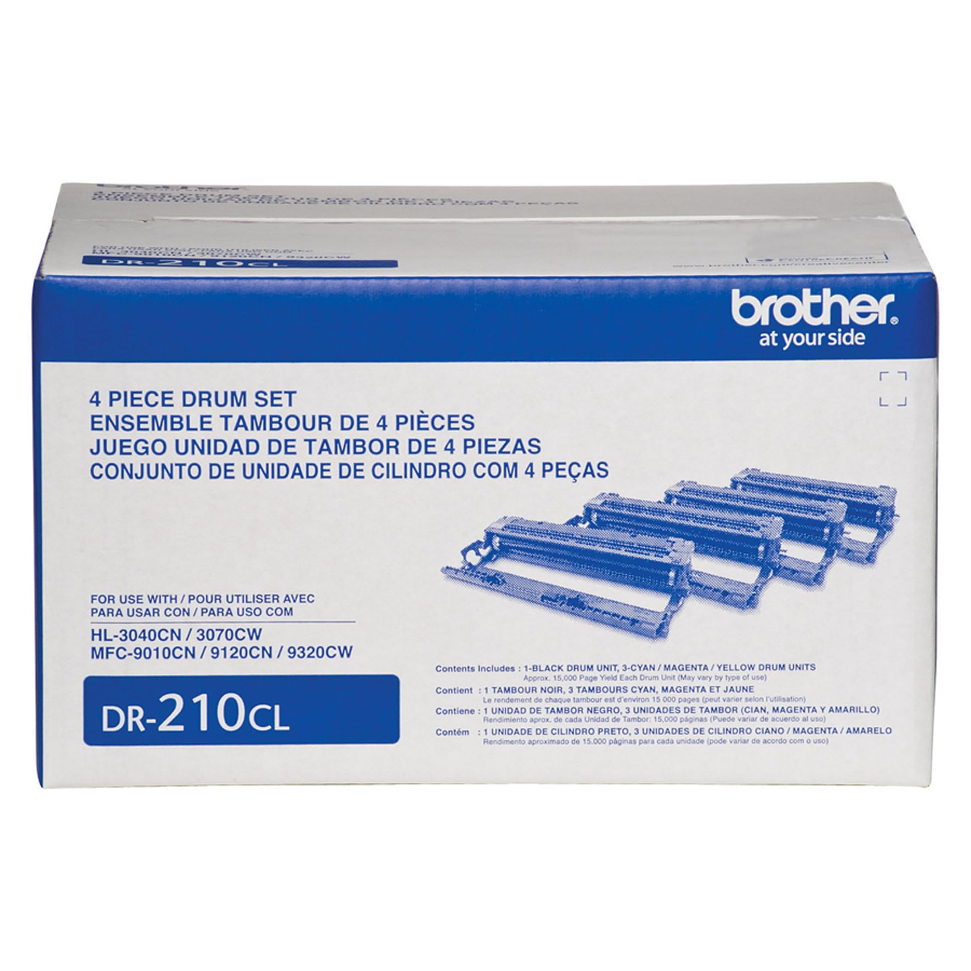 Brother DR-210CL Four Drums - 1 Black, 1 Cyan, 1 Magenta, 1 Yellow - Retail Packaging - DR210CL