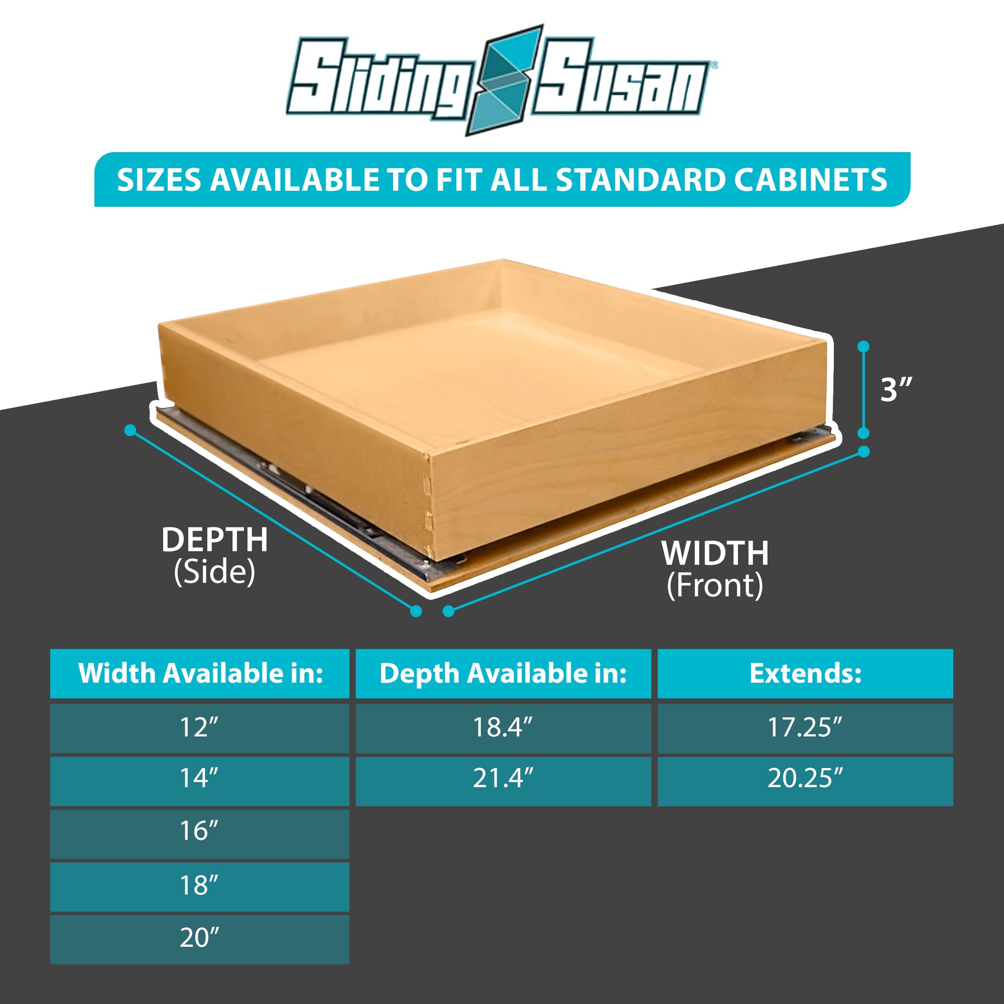 SlidingSusan Pull Out Cabinet Organizer - Fully Assembled Pull Out Drawers For Kitchen Cabinets - Dovetail and Soft Close Cabinet Pull Out Shelves - Fast and Easy D.I.Y. Installation - 14" W x 21" D