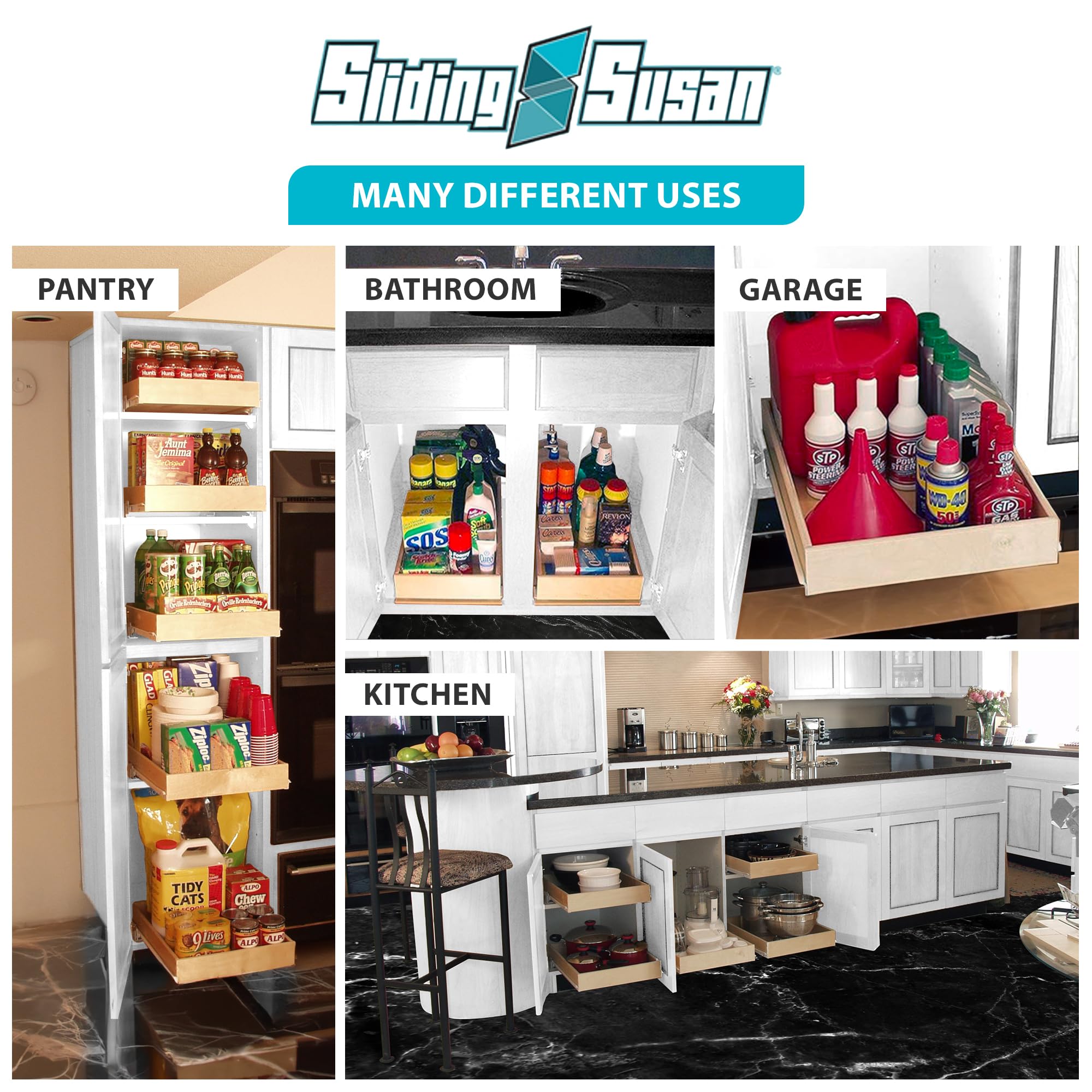 SlidingSusan Pull Out Cabinet Organizer - Fully Assembled Pull Out Drawers For Kitchen Cabinets - Dovetail and Soft Close Cabinet Pull Out Shelves - Fast and Easy D.I.Y. Installation - 14" W x 21" D