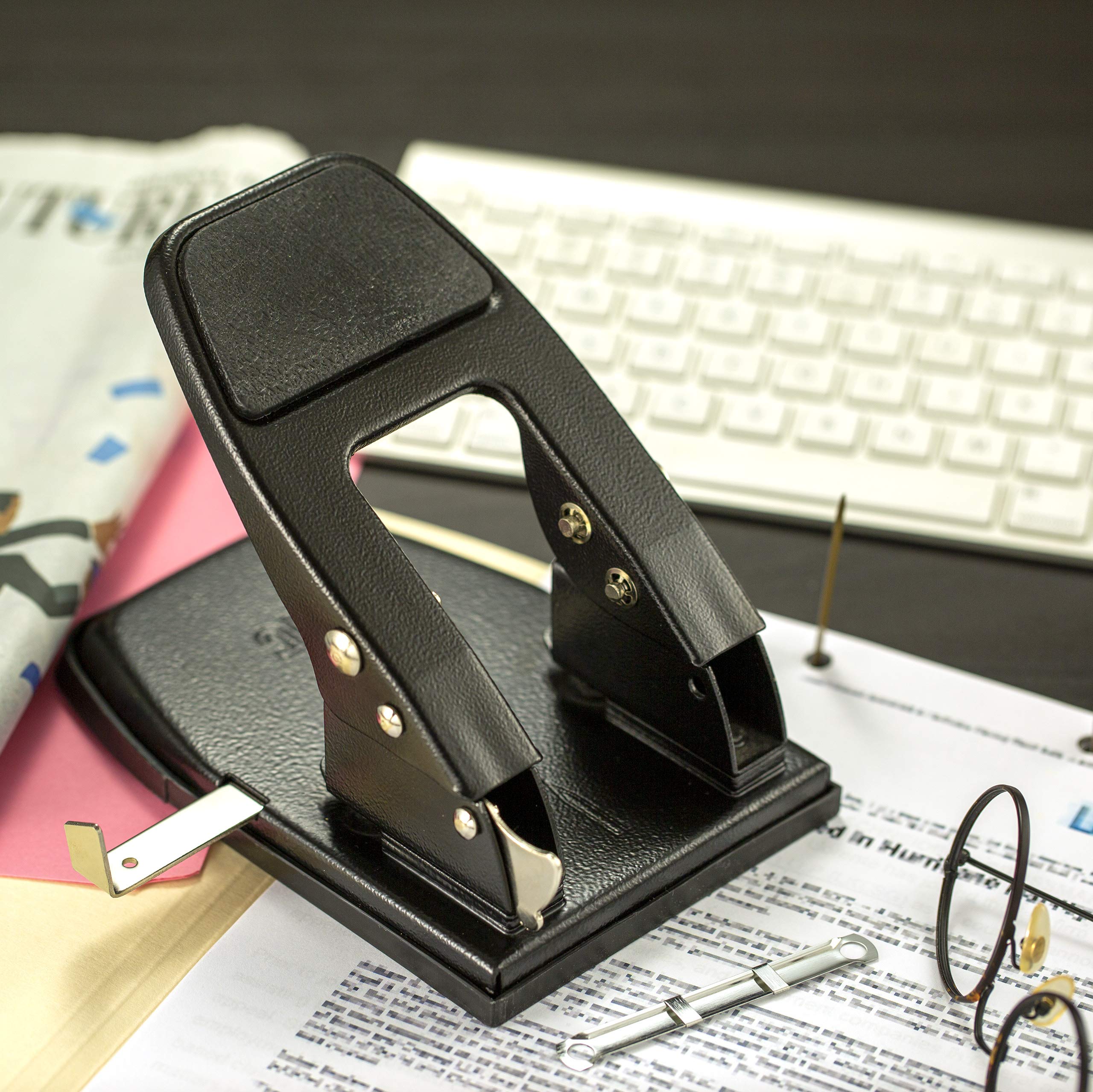 Officemate Heavy Duty 2-Hole Punch, Padded Handle, Black, 50-Sheet Capacity (90082), Model Number: OIC90082