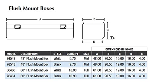 Lund 76548 48-Inch 16-Gauge Steel Flush Mount Single Lid Truck Tool Box, Black