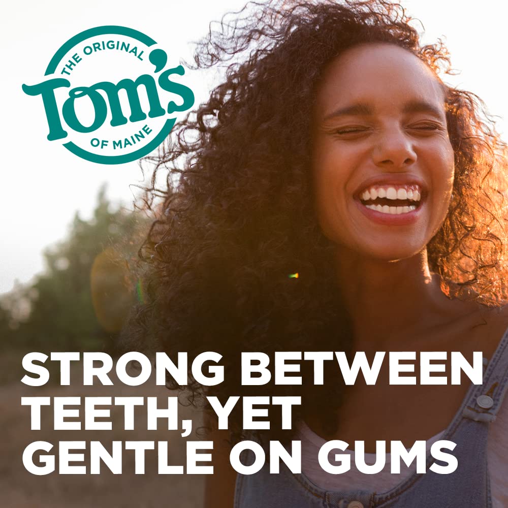 Tom's of Maine Naturally Waxed Antiplaque Flat Dental Floss, Spearmint, 32 Yards 6-Pack (Packaging May Vary)