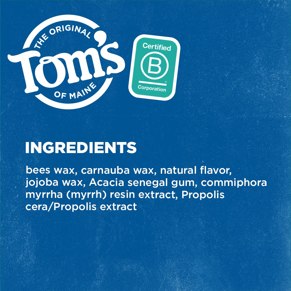 Tom's of Maine Naturally Waxed Antiplaque Flat Dental Floss, Spearmint, 32 Yards 6-Pack (Packaging May Vary)