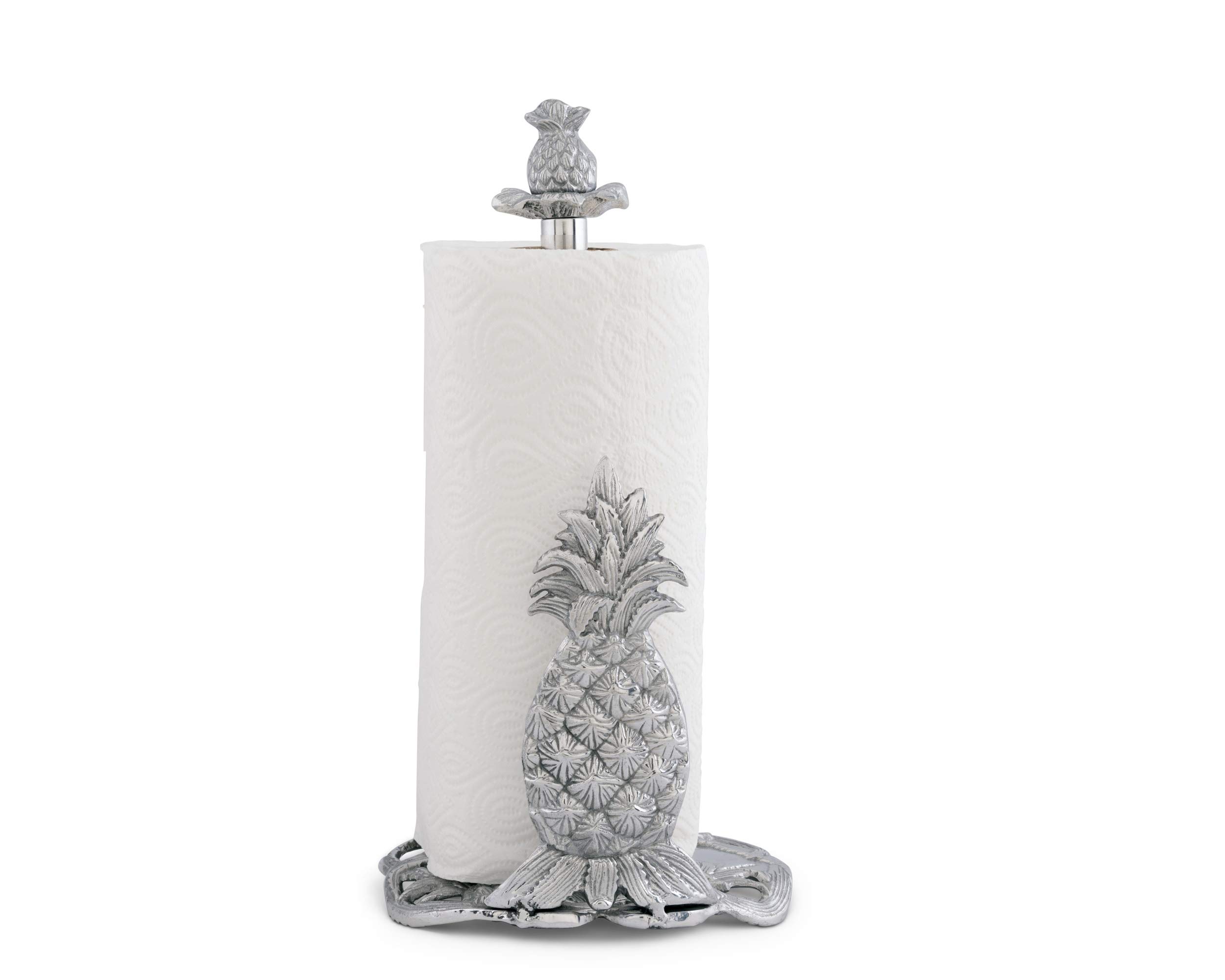 Arthur Court Pineapple Countertop Decorative Paper Towel Holder Aluminum Metal 14.5 inch Standing Tall