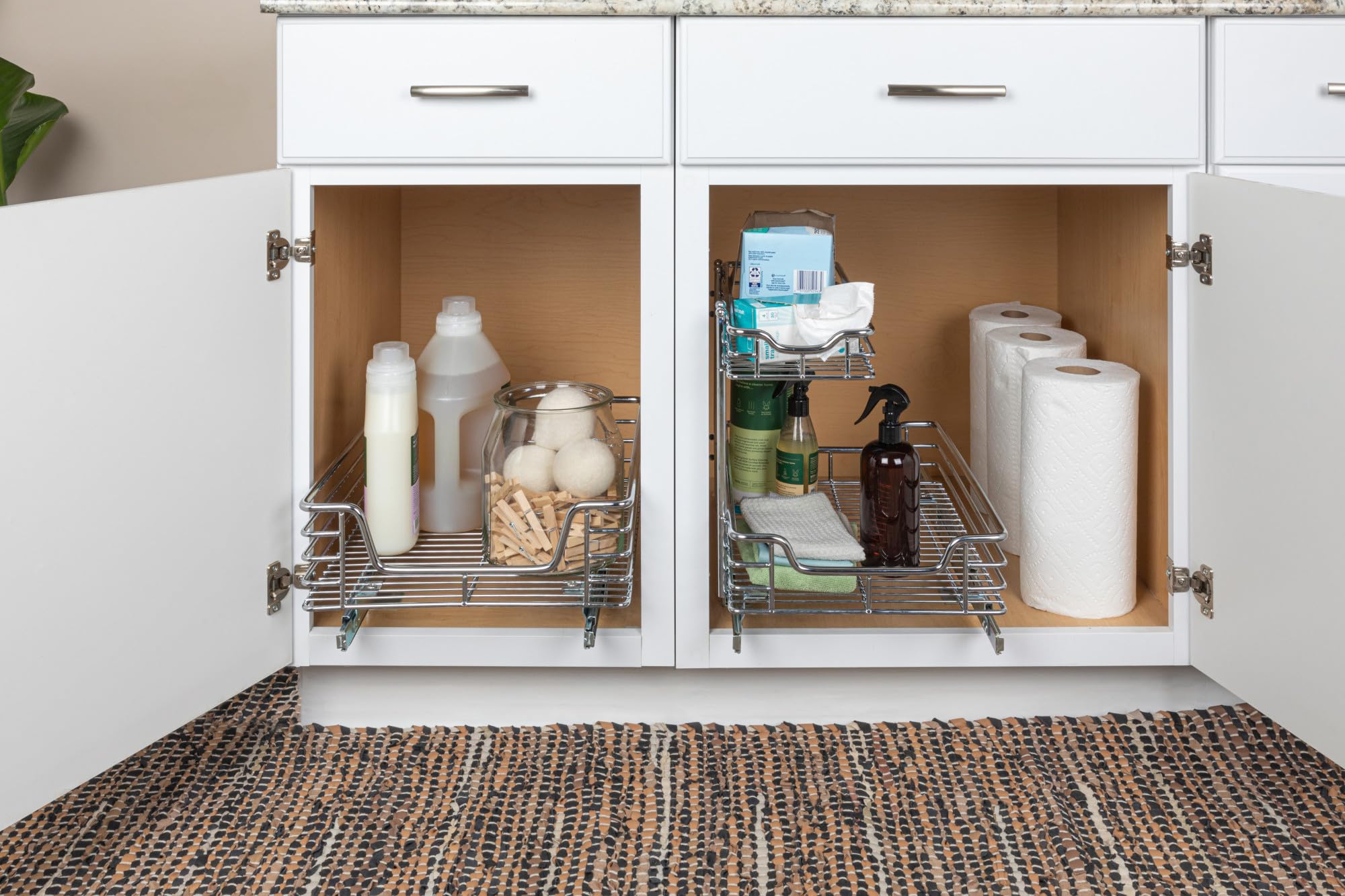 Household Essentials C26512-1 Glidez Under Sink Sliding Organizer | Pull Out Cabinet Shelf | Chrome | 12.5 Inches Wide
