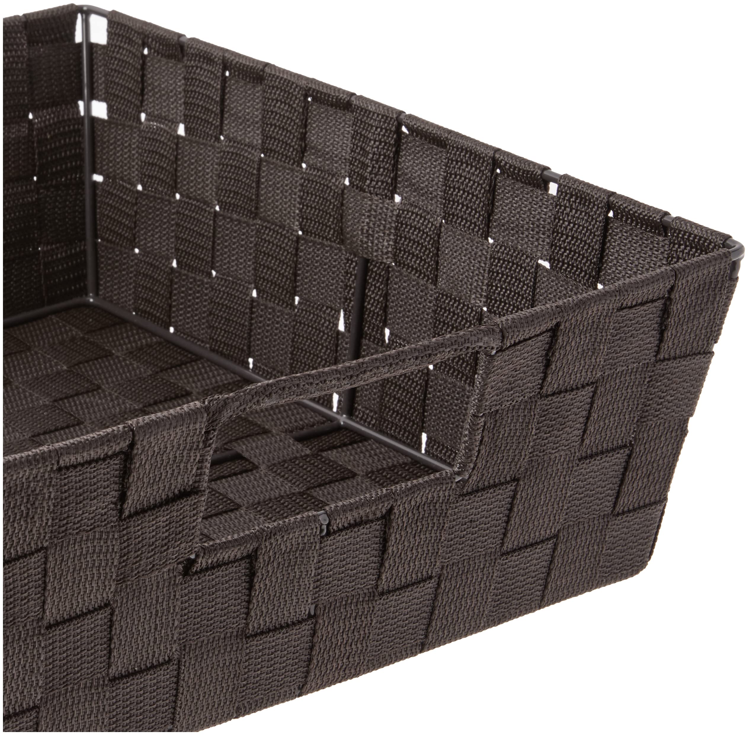 Whitmor Espresso Woven Strap Shelf Storage Tote Basket