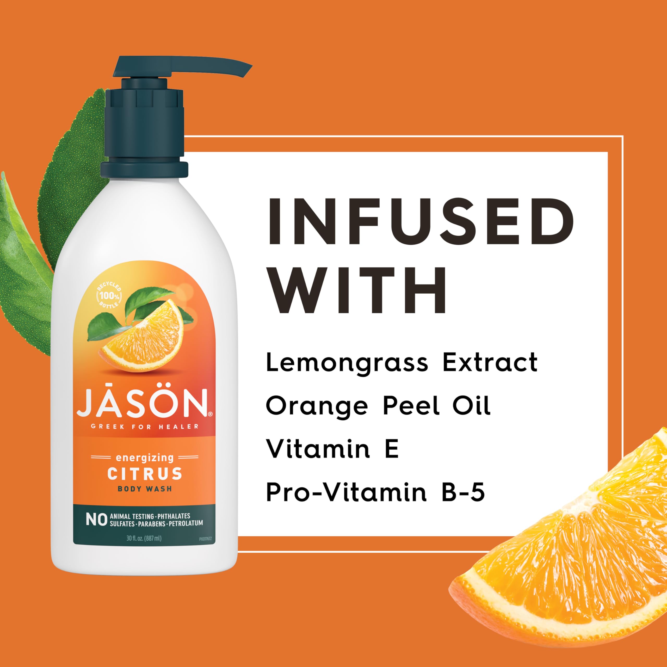 JASON Natural Body Wash & Shower Gel, Revitalizing Citrus, 30 Oz