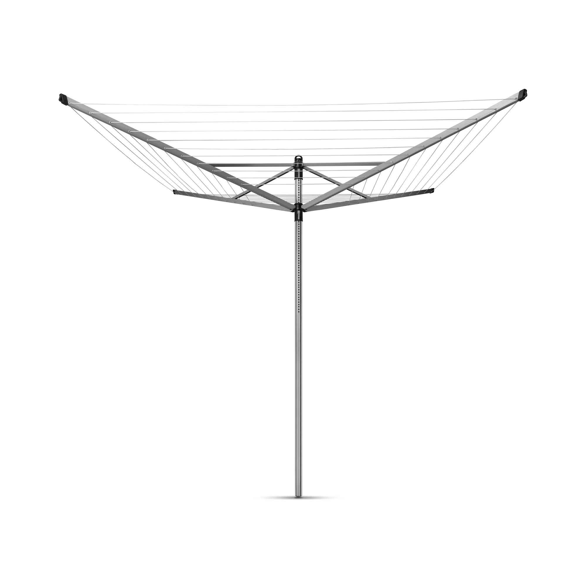 Brabantia Lift-O-Matic Outdoor 4 Arm Clothesline Height Adjustable, Folding Clothes Drying Rack + Ground Spike & Cover, 197 Feet, Metallic Gray