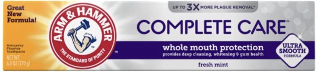 Arm & Hammer Complete Care Stain Defense Fluoride Anticavity Toothpaste, 6 oz (Pack of 6) (Packaging May Vary) (Packaging May Vary)
