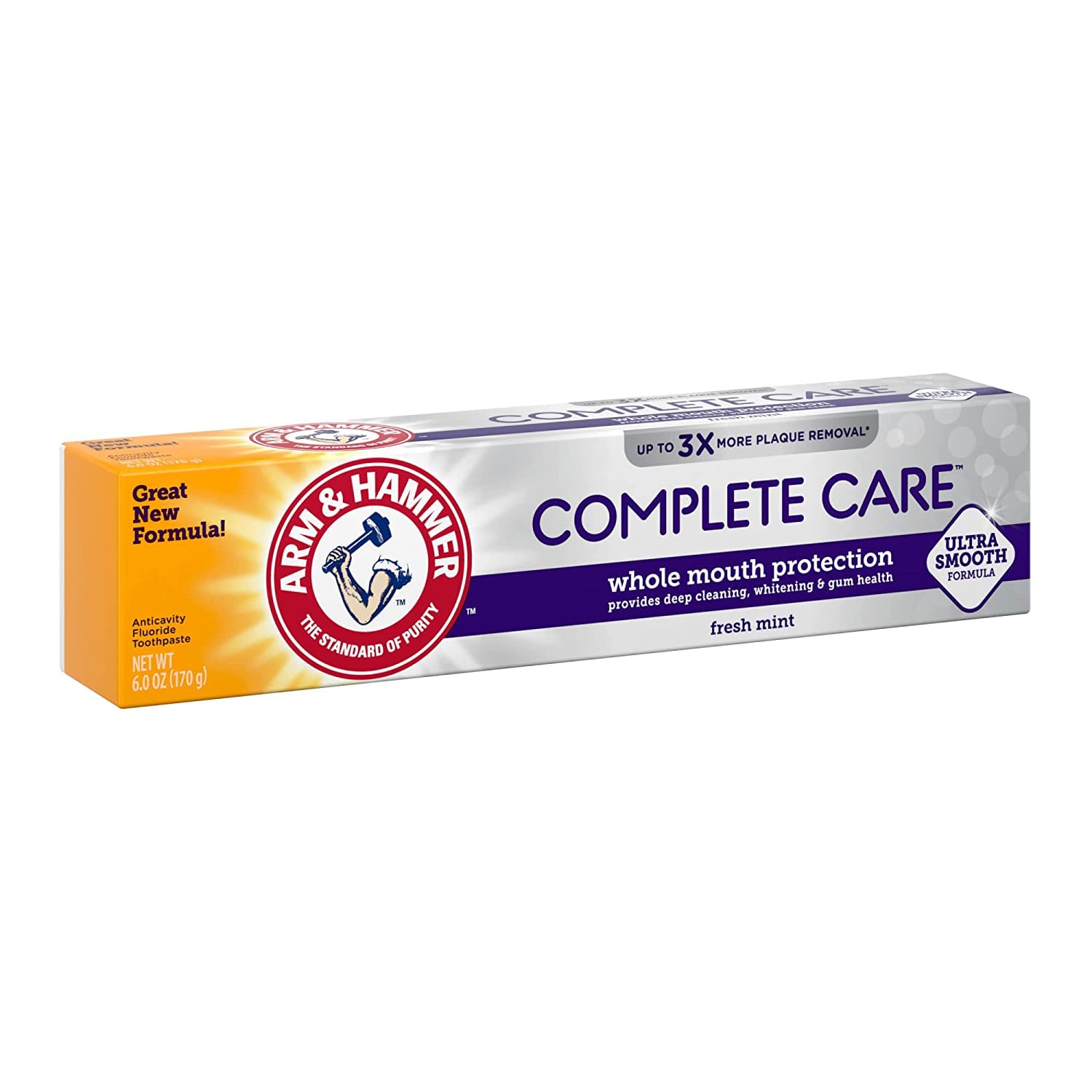 Arm & Hammer Complete Care Stain Defense Fluoride Anticavity Toothpaste, 6 oz (Pack of 6) (Packaging May Vary) (Packaging May Vary)