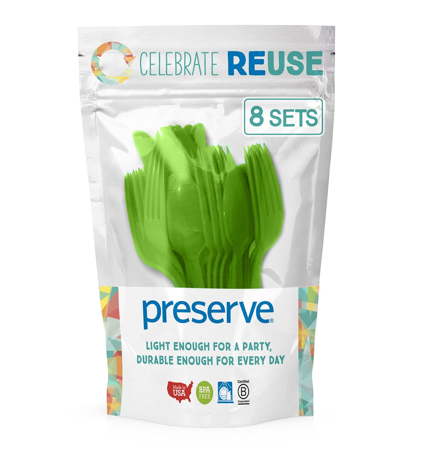 Preserve - 11101 Preserve Cutlery Set Kitchen Supplies, 24 CT, Apple Green