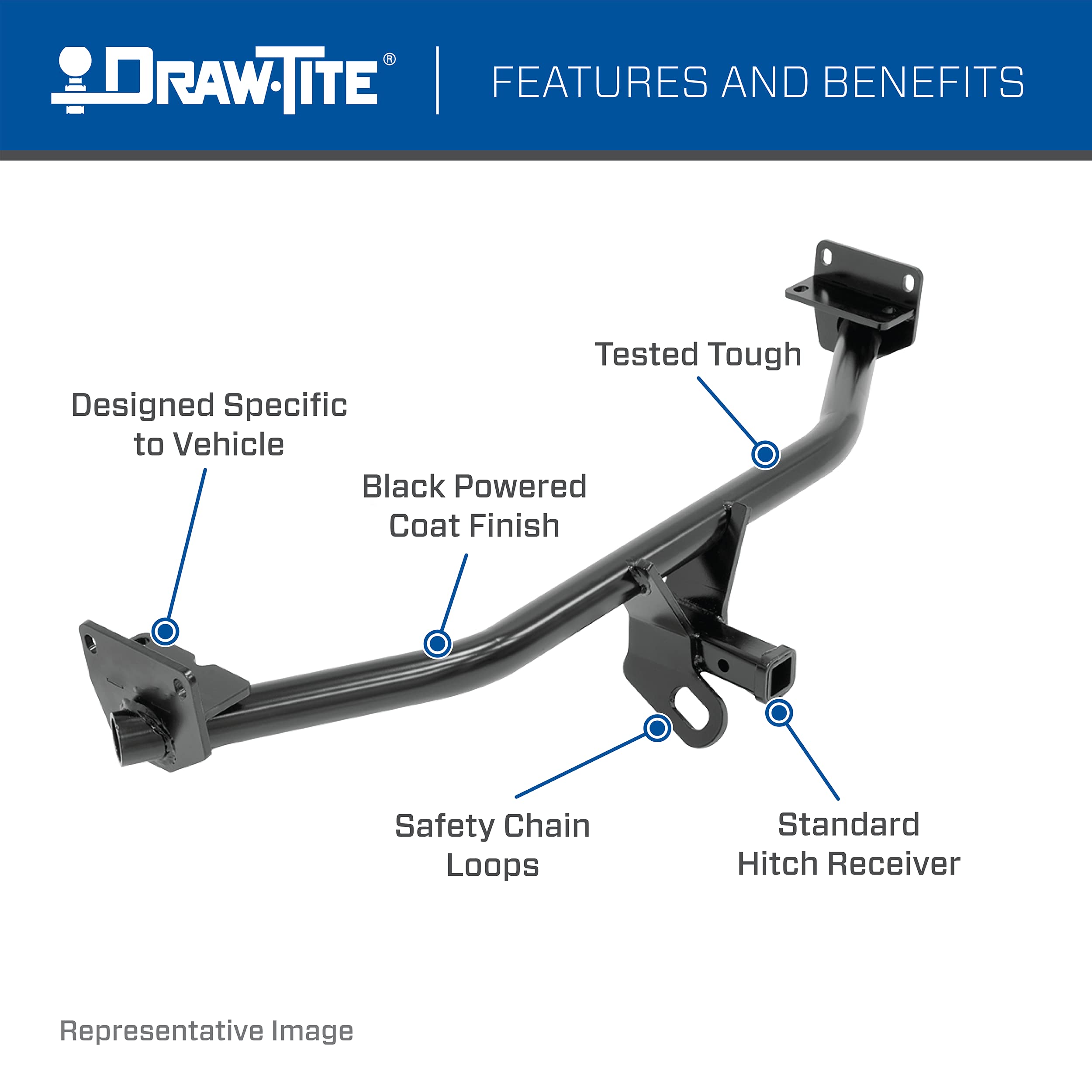 Draw-Tite 36493 Class II Frame Hitch with 1-1/4" Square Receiver Tube Opening , Black