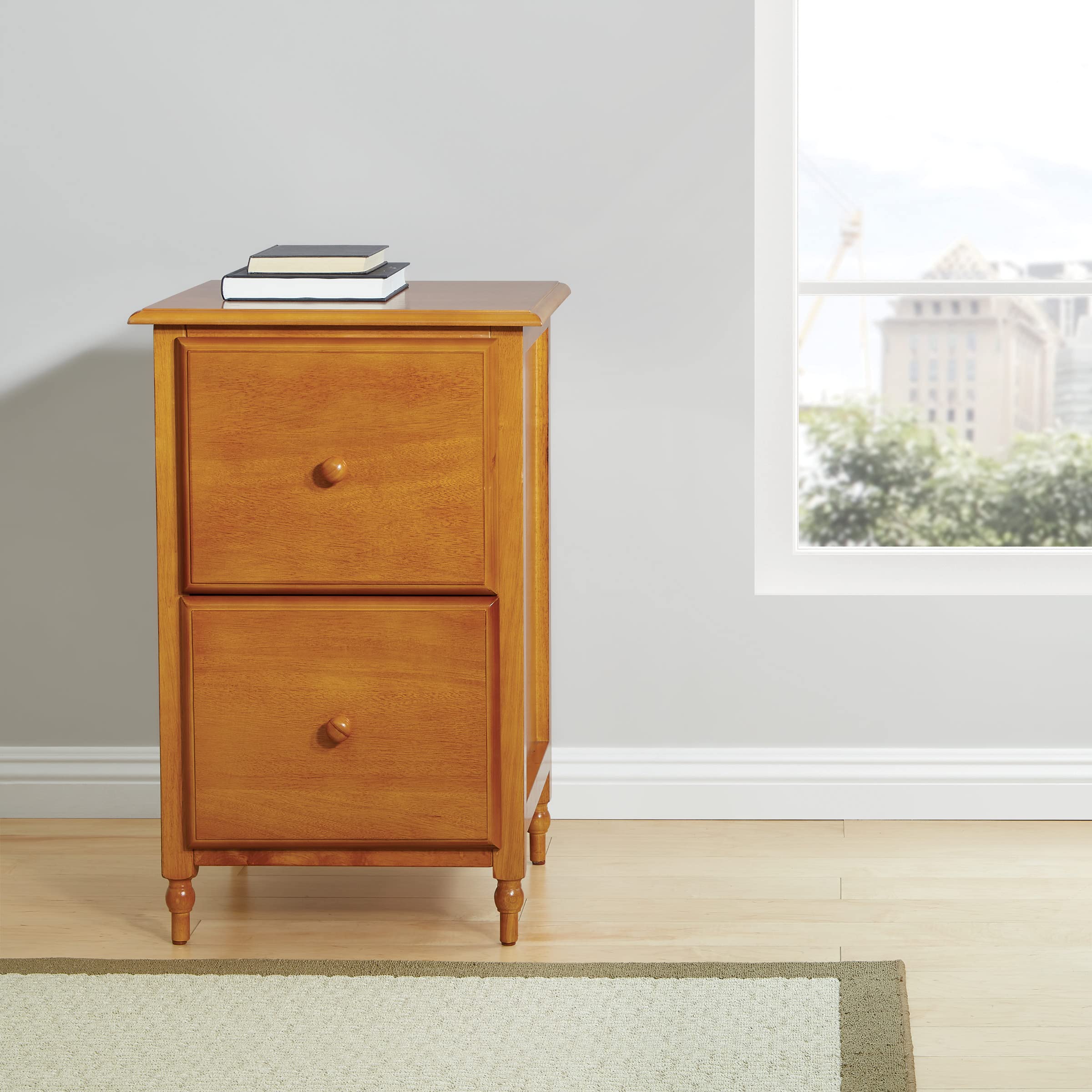 OSP Home Furnishings Knob Hill Collection Office File Cabinet, Antique Cherry Finish