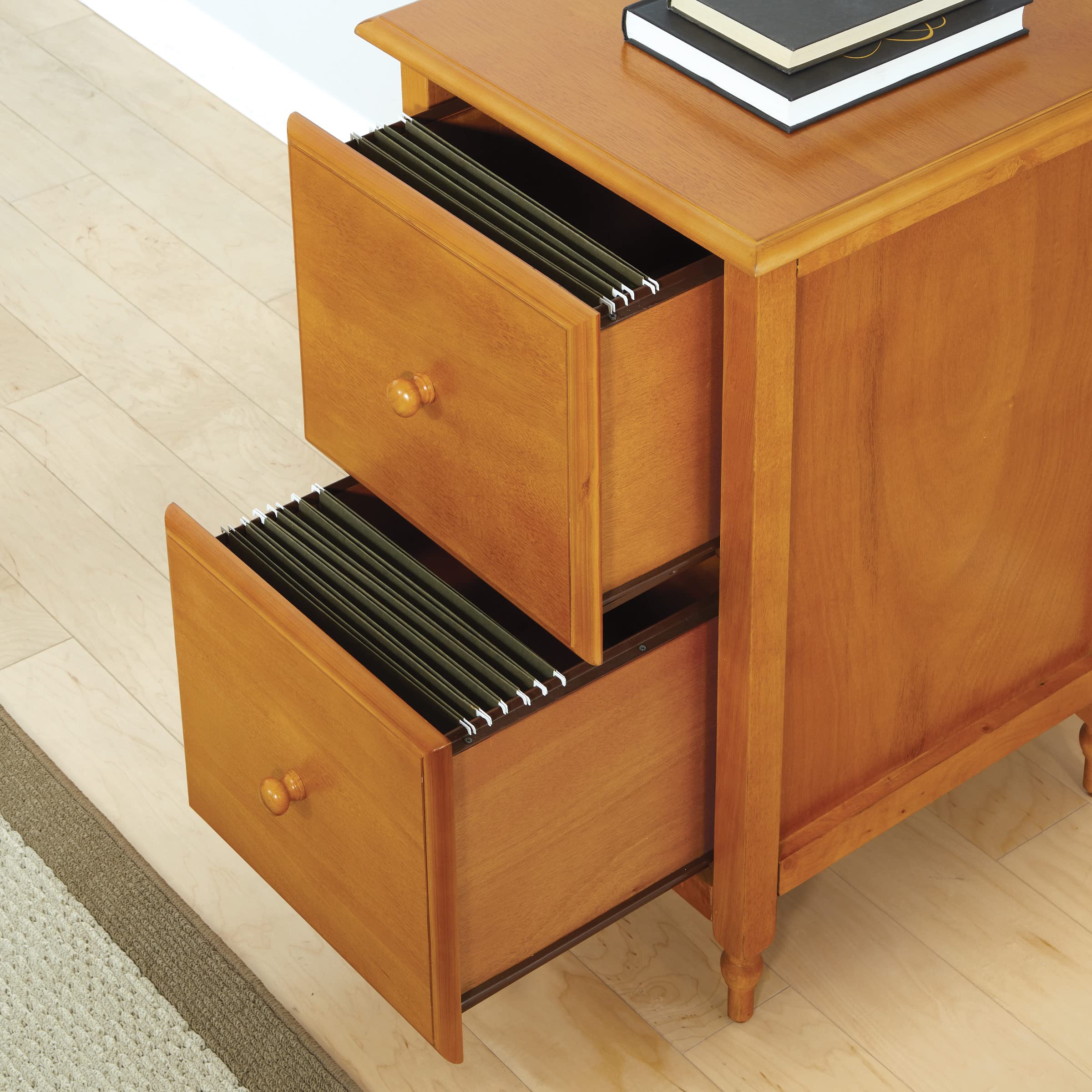 OSP Home Furnishings Knob Hill Collection Office File Cabinet, Antique Cherry Finish