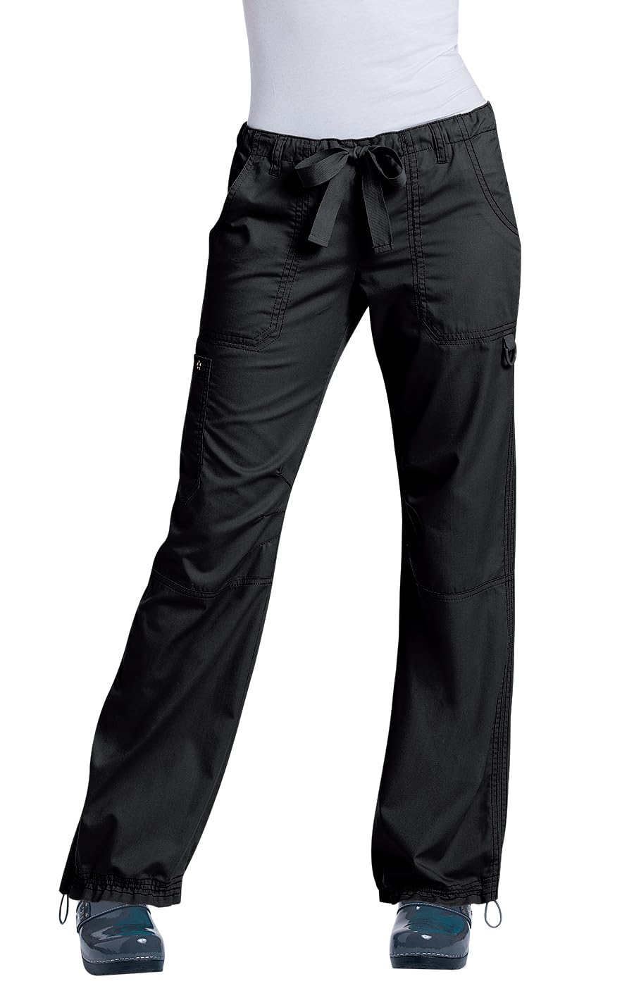 KOI Women's Lindsey Ultra Comfortable Cargo Style Scrub Pants Sizes, Black, Medium/Tall