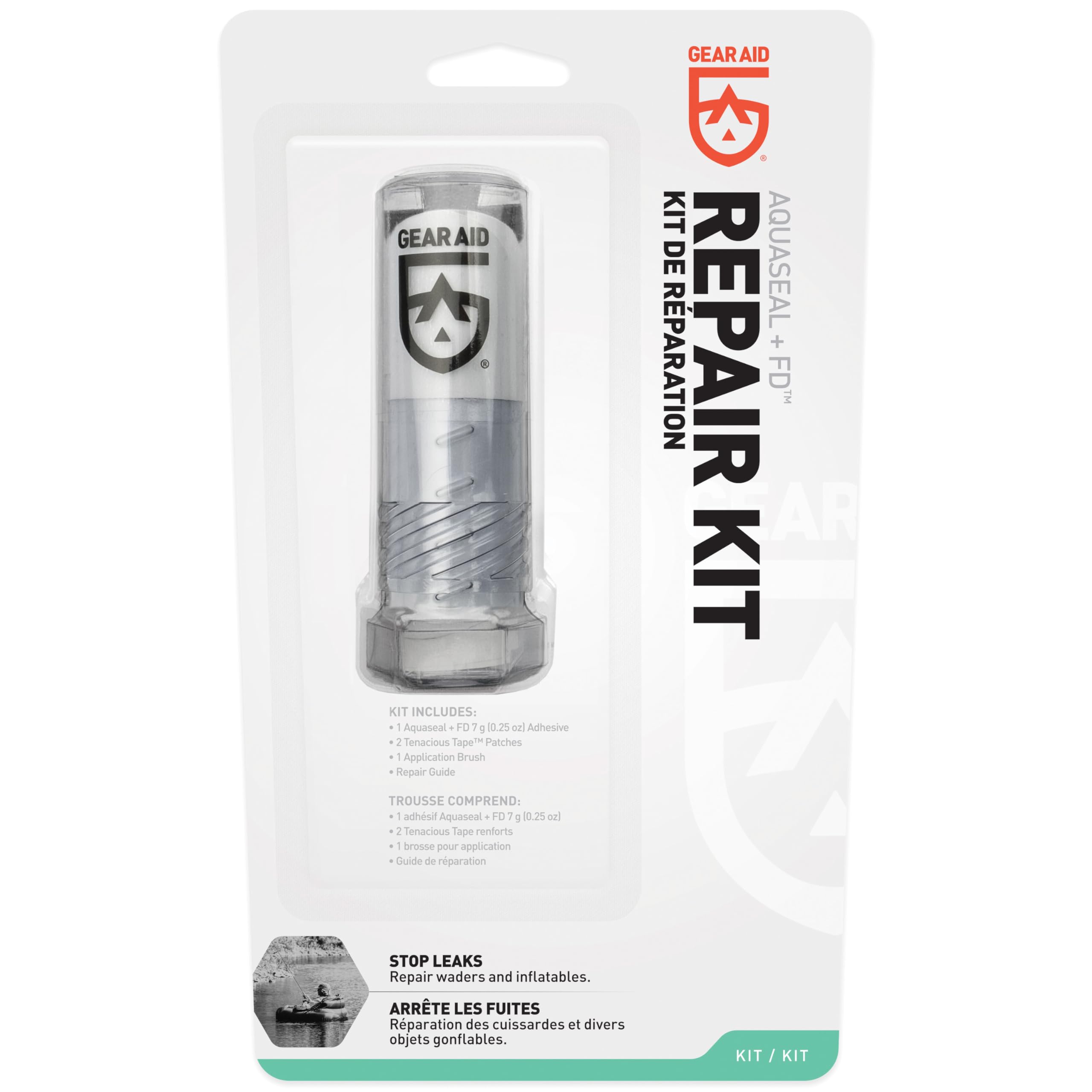 GEAR AID Wader and Boot Repair Kit for Neoprene and Breathable Waders, includes Aquaseal FD Adhesive and Patches