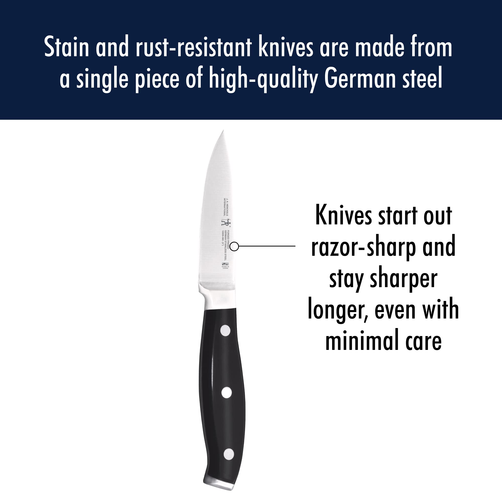 HENCKELS Forged Premio Paring Knife, 3-inch, Black/Stainless Steel