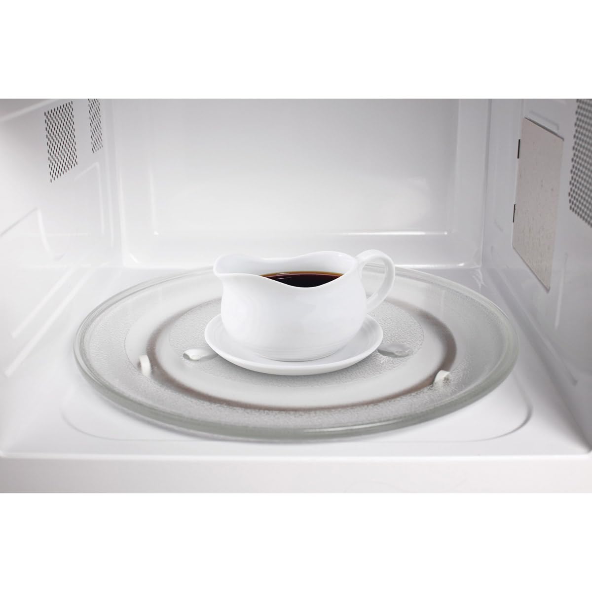HIC Hotel Gravy Sauce Boat with Saucer Stand, Fine White Porcelain, 24-Ounces