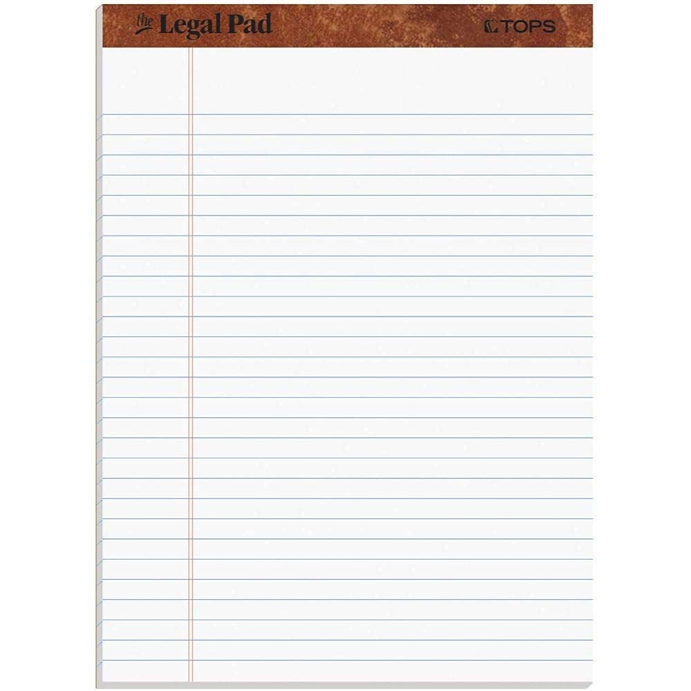 TOPS The Legal Pad Writing Pads, 8-1/2 x 11-3/4, Legal Rule, 50 Sheets, 12 Pack (7533)
