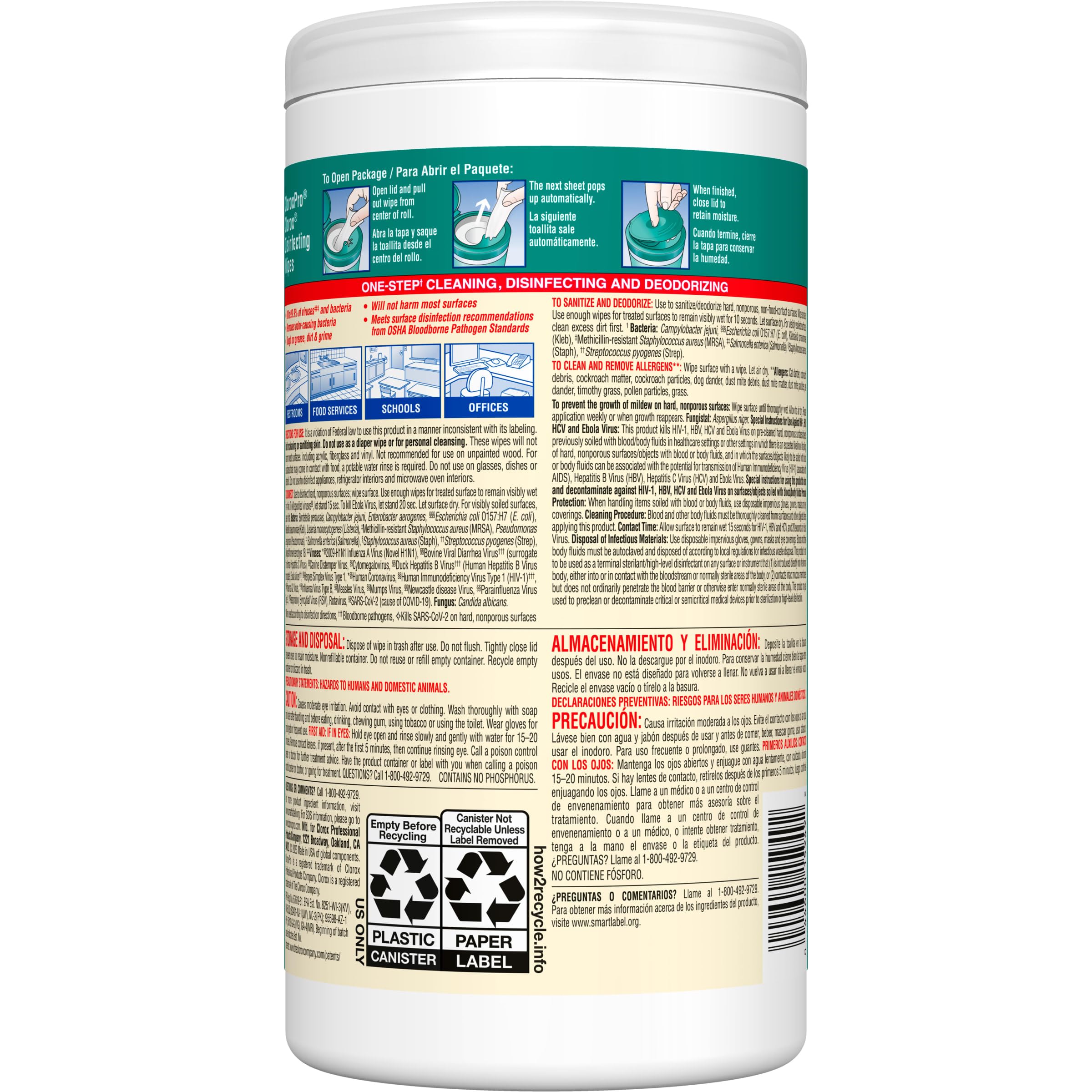 CloroxPro Disinfecting Wipes, Clorox Disinfectant Wipes, Industrial Cleaning, Fresh Scent, 75 Wet Wipes (6 Pack) - 15949