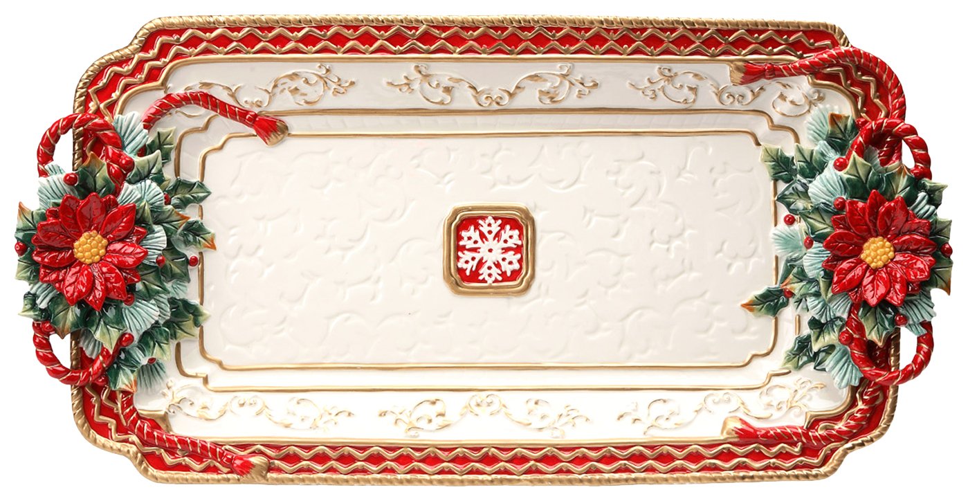 Cosmos 20-Inch Sensational Celebration Poinsettia Platter