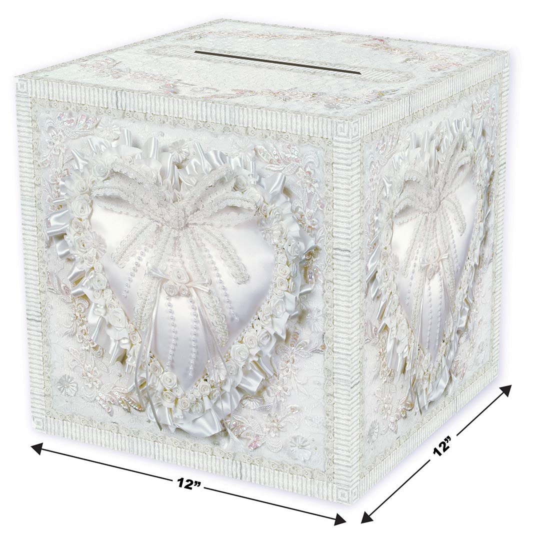 Beistle Durable Paper Card Box Wedding Party Supplies Anniversary Decorations, 12" x 12", White
